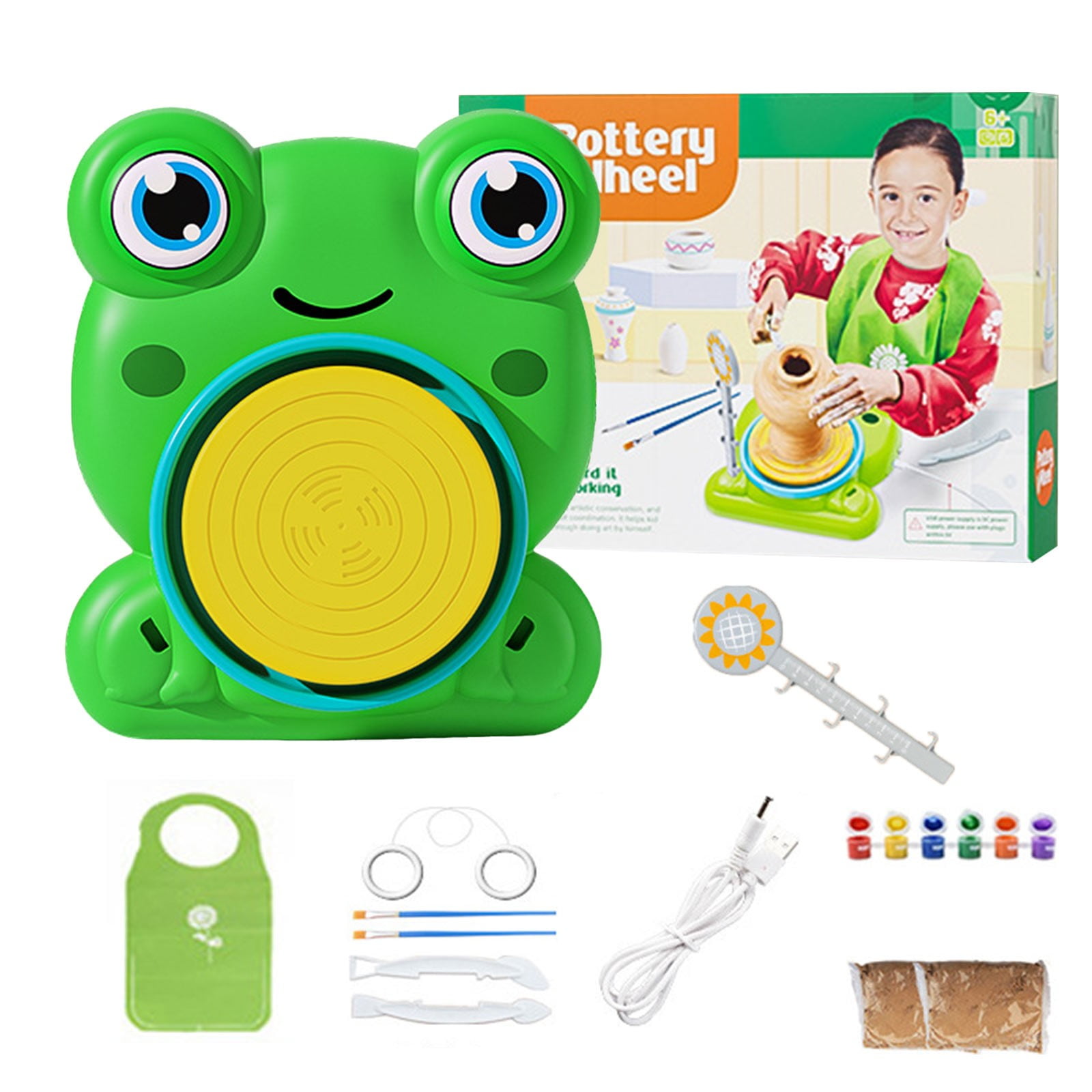 Kids Pottery Wheel Kit Mini Pottery DIY Craft Set with Clay and ...