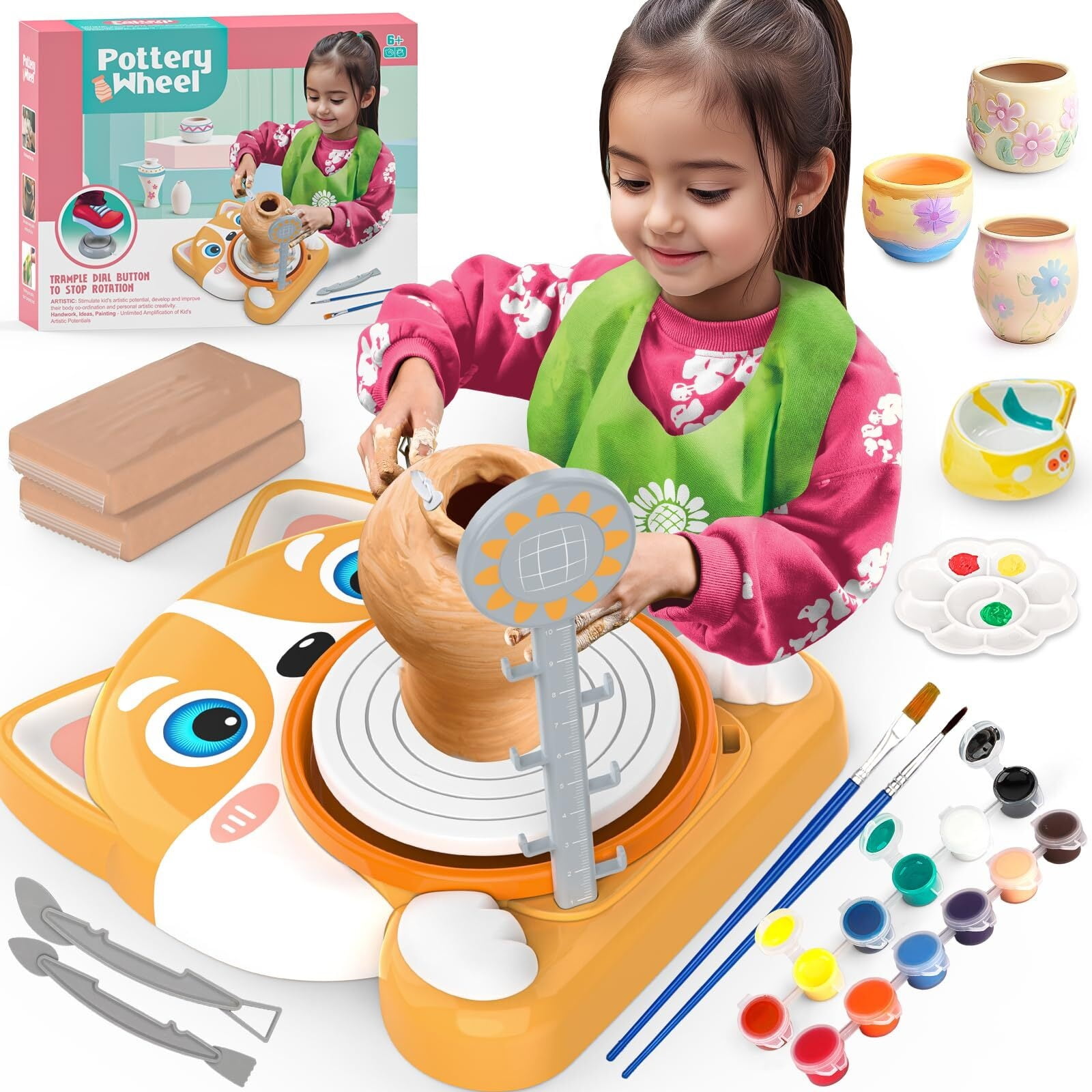 Kids Pottery Wheel Kit - Mini Pottery DIY Kit & Tools for Beginners ...