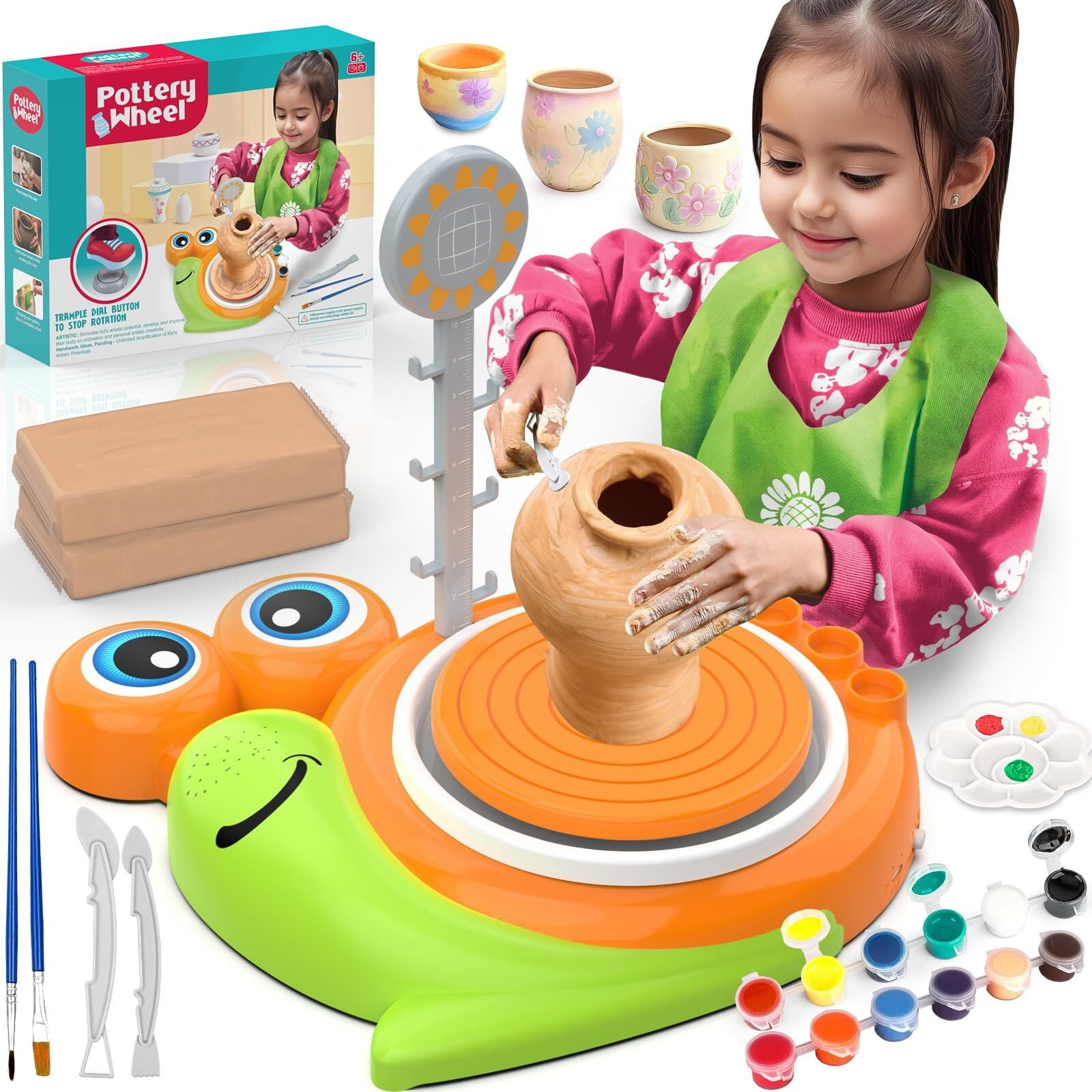 Kids Pottery Wheel Kit - Mini Pottery DIY Kit & Tools for Beginners ...