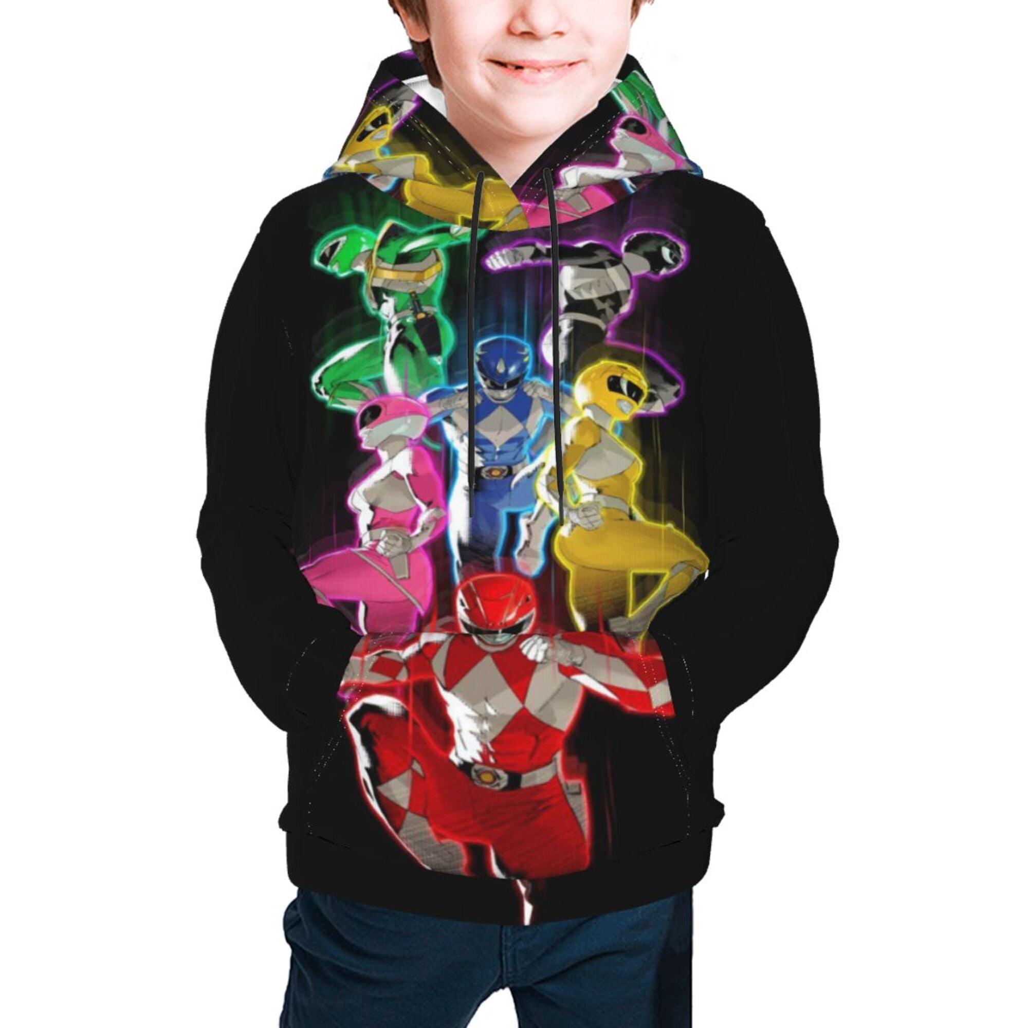 Kids Power Rangers Pullover Hoodie With Pocket 3d Printed Novelty Anime ...