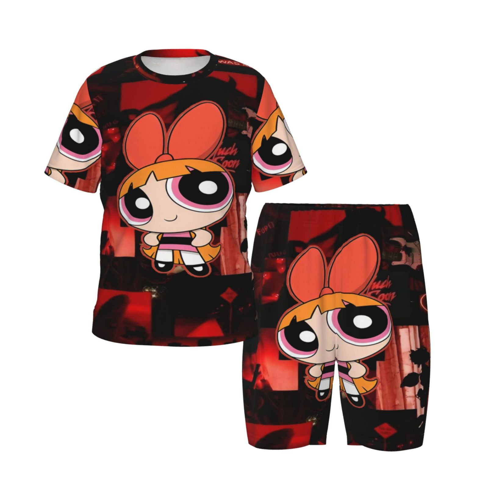 Kids Powerpuff Girls Pajama Set Kids Cartoon Tee Shirt And Short Set ...