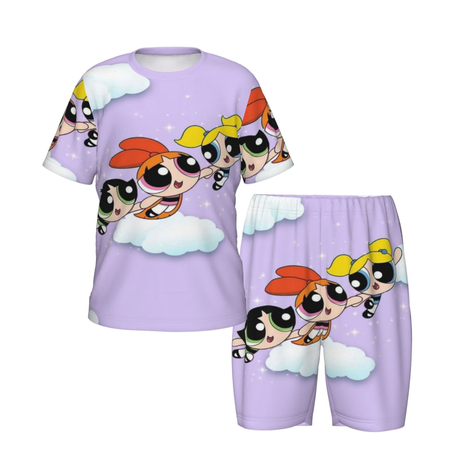 Kids Powerpuff Girls Pajama Set Kids Cartoon Tee Shirt And Short Set ...