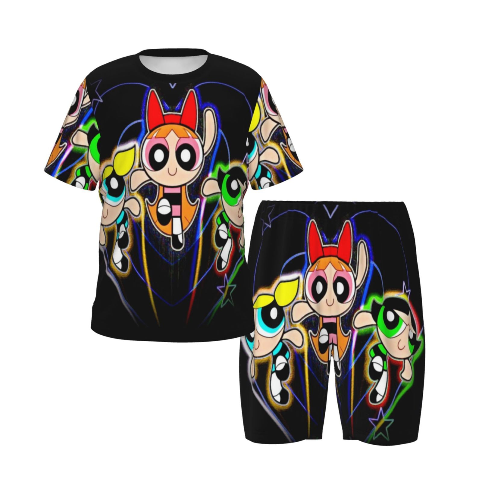 Kids Powerpuff Girls Pajama Set Kids Cartoon Tee Shirt And Short Set ...
