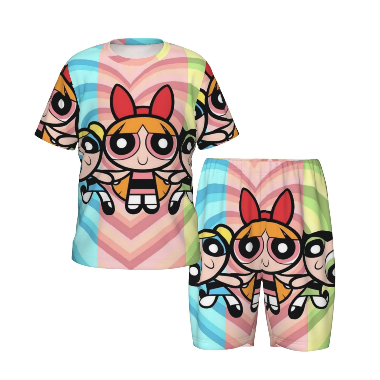 Kids Powerpuff Girls Pajama Set Kids Cartoon Tee Shirt And Short Set ...