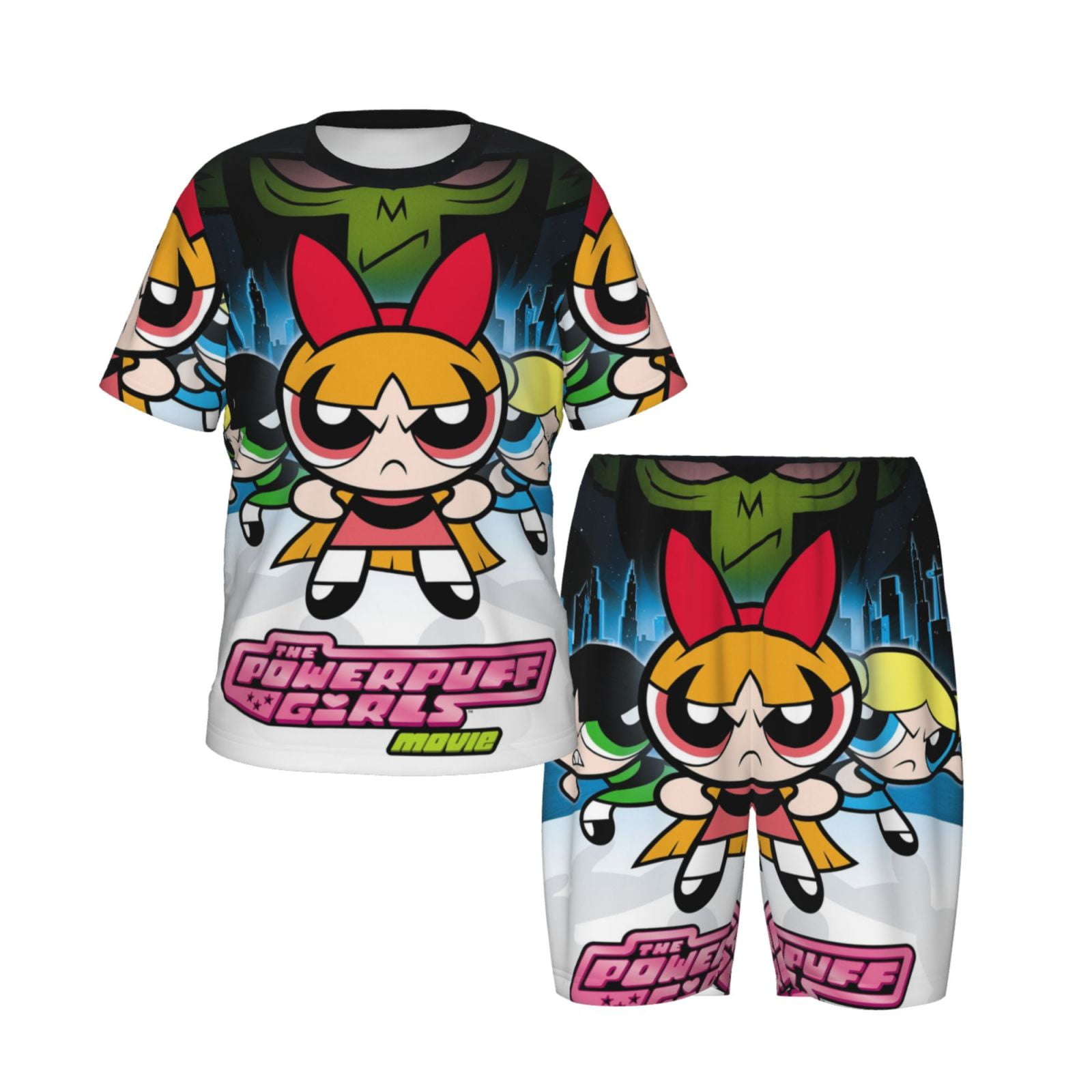 Kids Powerpuff Girls Pajama Set Kids Cartoon Tee Shirt And Short Set ...