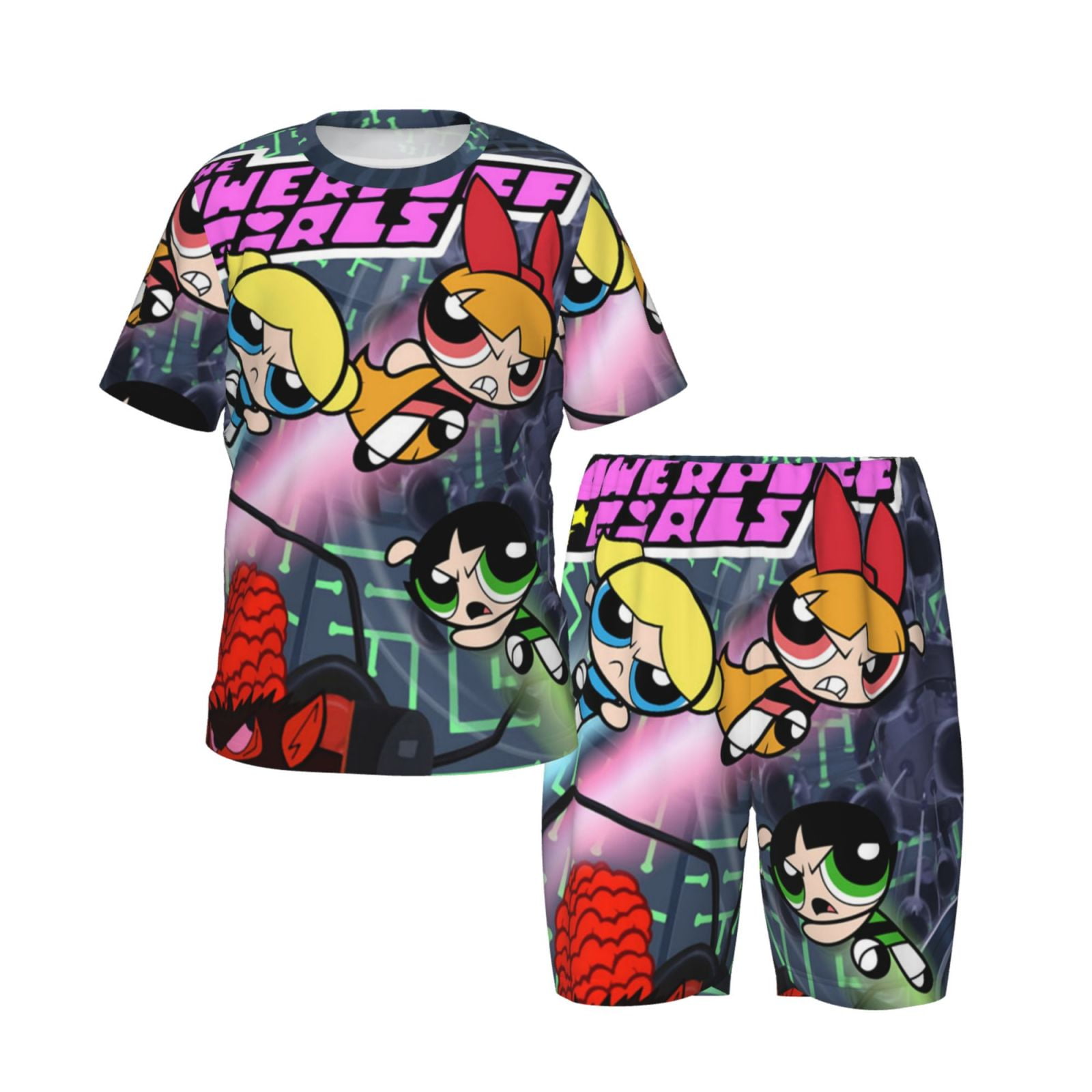 Kids Powerpuff Girls Pajama Set Kids Cartoon Tee Shirt And Short Set ...