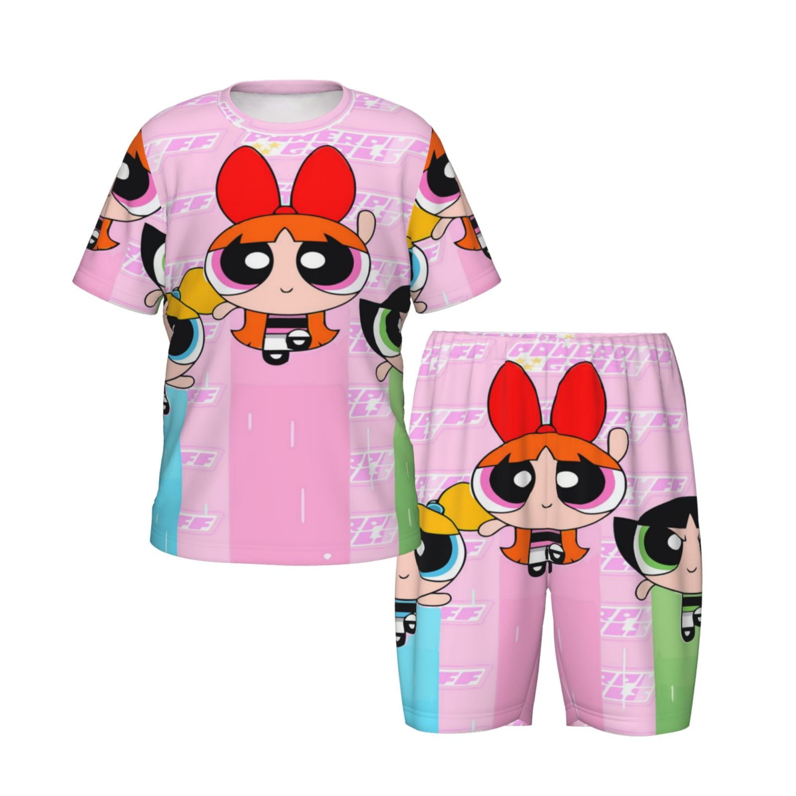 Kids Powerpuff Girls Pajama Set Kids Cartoon Tee Shirt And Short Set ...