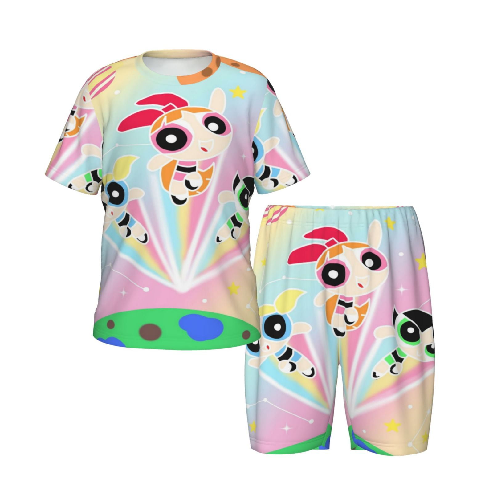 Kids Powerpuff Girls Pajama Set Kids Cartoon Tee Shirt And Short Set ...