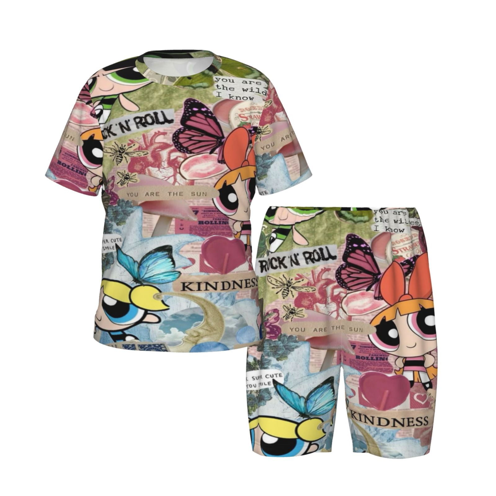 Kids Powerpuff Girls Pajama Set Kids Cartoon Tee Shirt And Short Set ...
