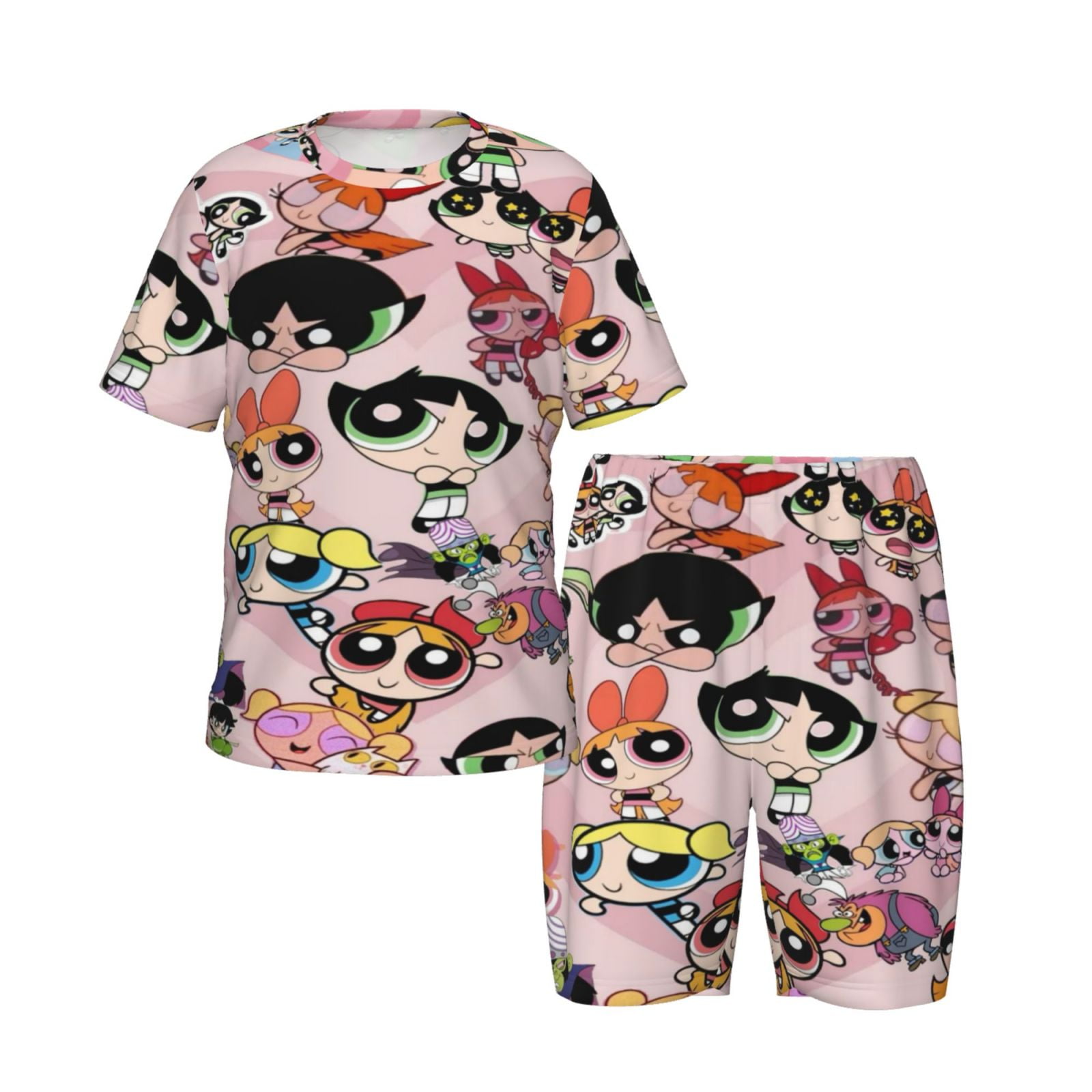 Kids Powerpuff Girls Pajama Set Kids Cartoon Tee Shirt And Short Set ...