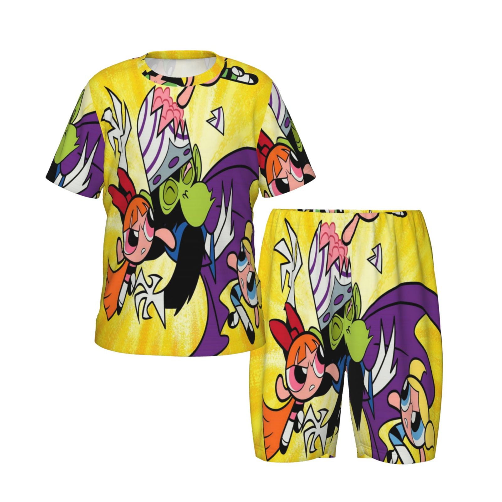 Kids Powerpuff Girls Pajama Set Kids Cartoon Tee Shirt And Short Set ...