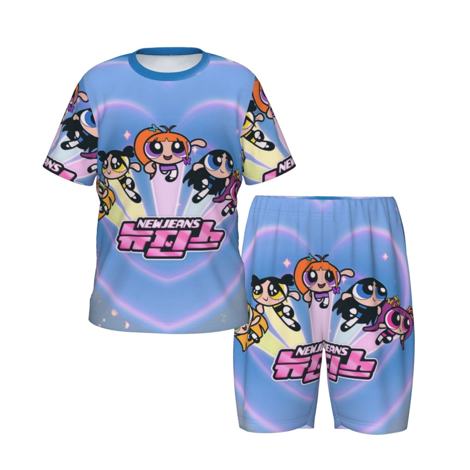 Kids Powerpuff Girls Pajama Set Kids Cartoon Tee Shirt And Short Set ...