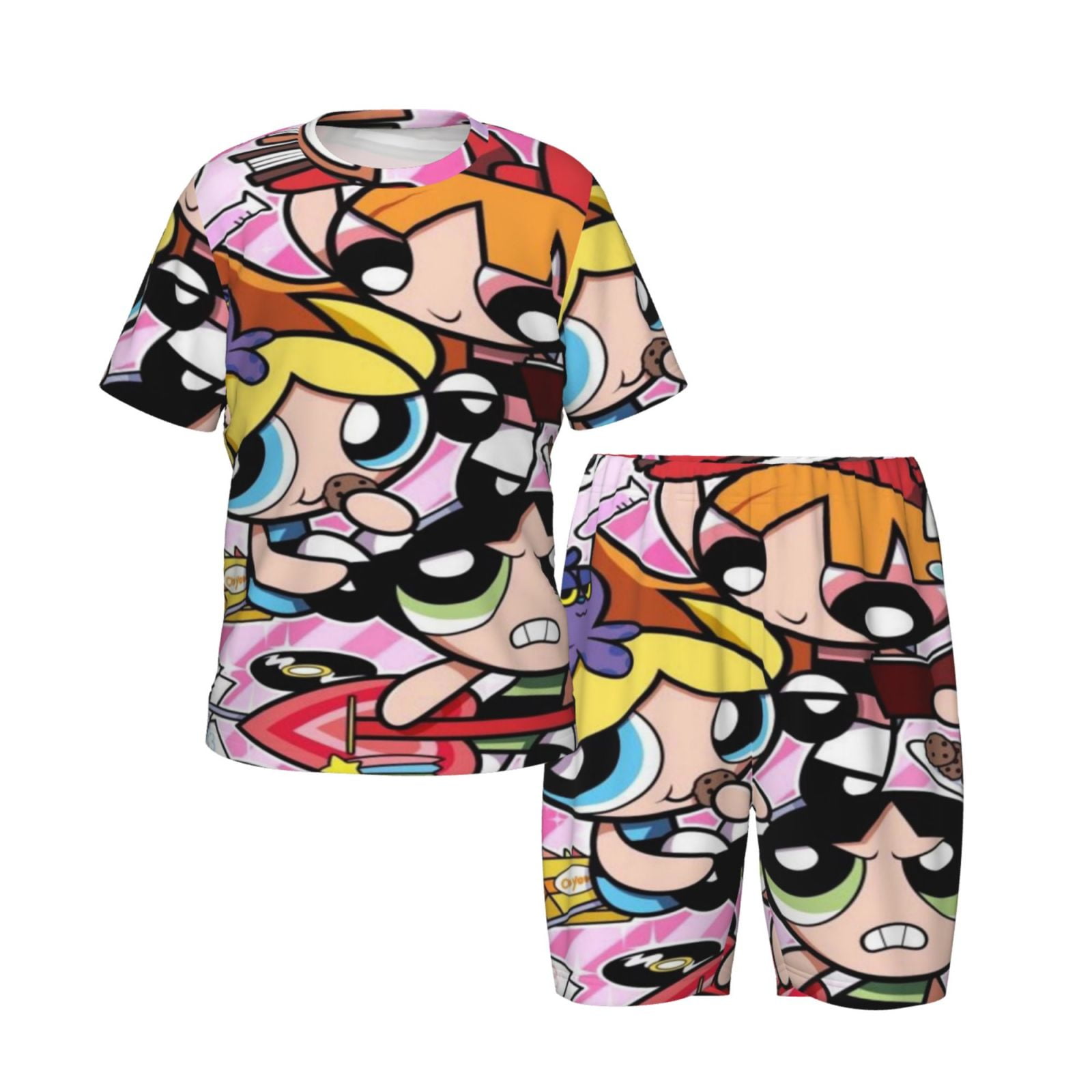 Kids Powerpuff Girls Pajama Set Kids Cartoon Tee Shirt And Short Set ...