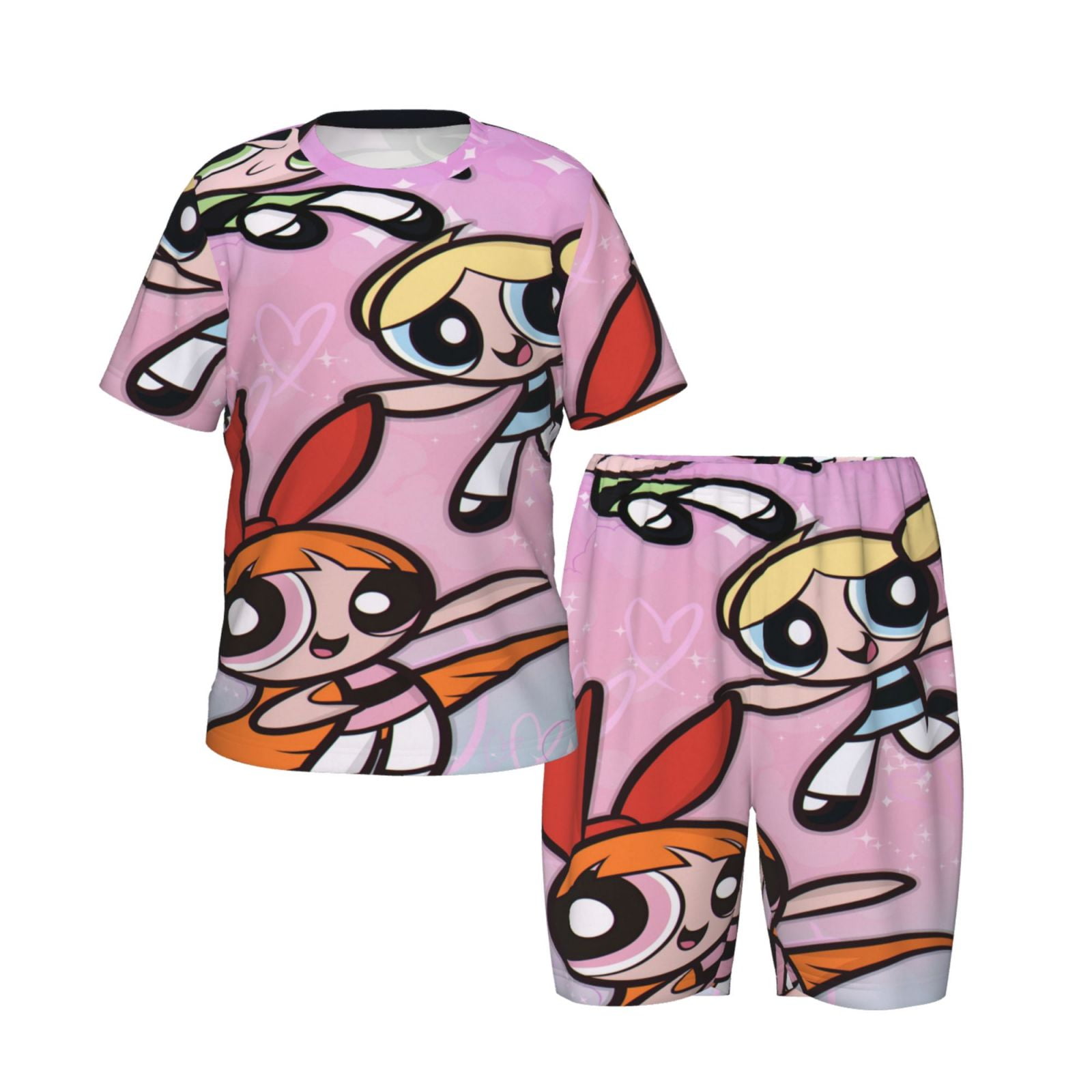 Kids Powerpuff Girls Pajama Set Kids Cartoon Tee Shirt And Short Set ...