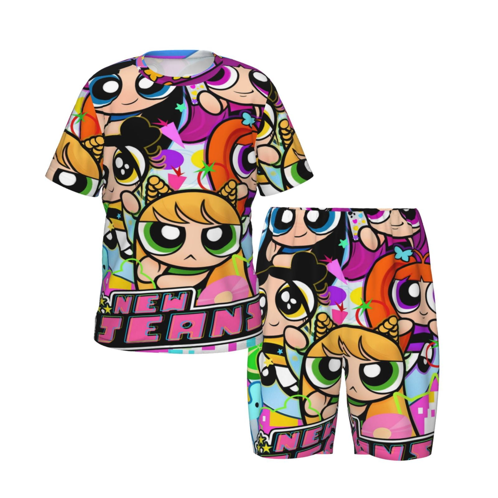 Kids Powerpuff Girls Pajama Set Kids Cartoon Tee Shirt And Short Set ...