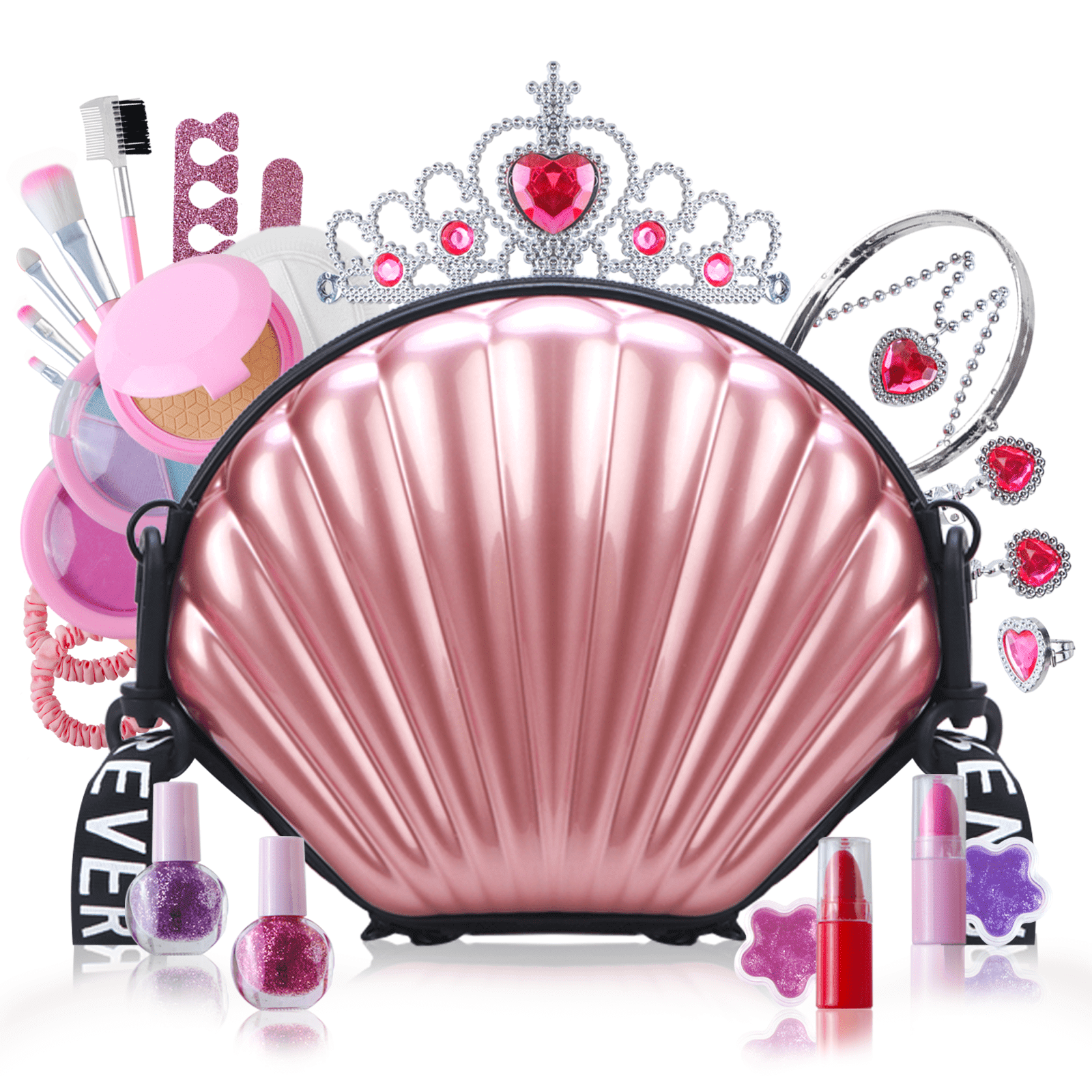 Rirool Kids Pretend Makeup Kit - Washable Makeup for Girls with Pink ...