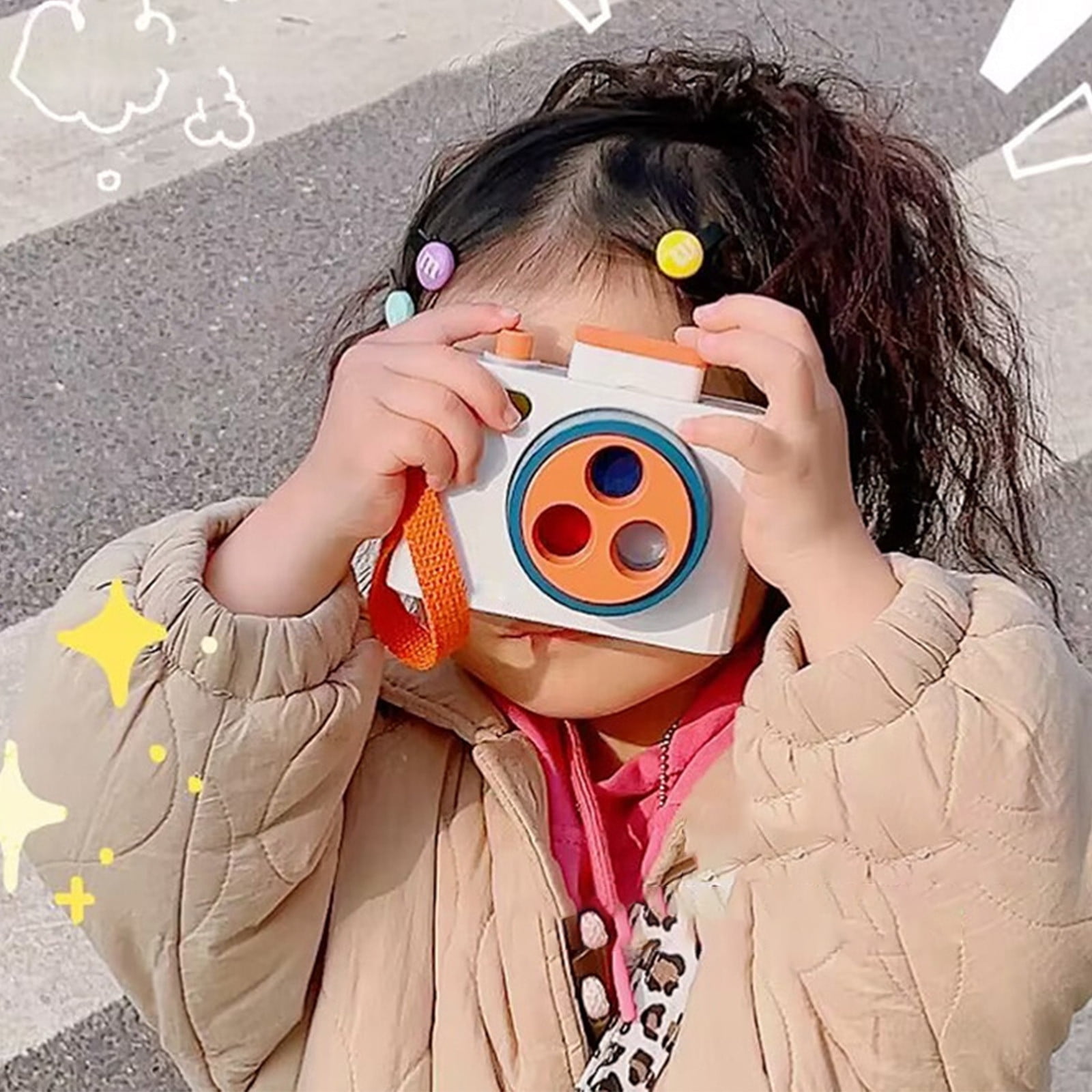 Kids Pretend Play Camera Toy - Interactive White Camera with 3 Color ...