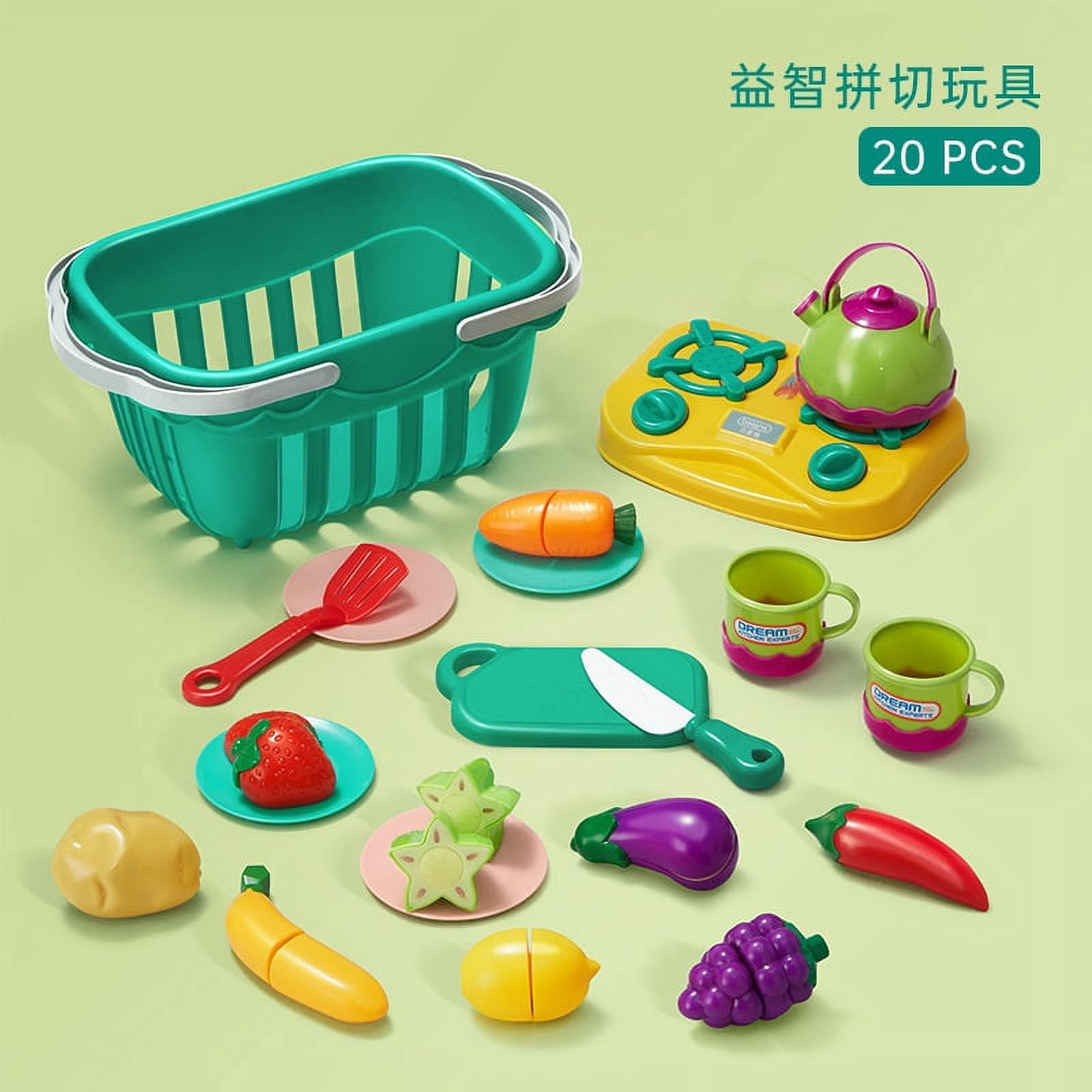 Kids Pretend Play Kitchen Toy Set Cutting Fruit Vegetable Food Play ...