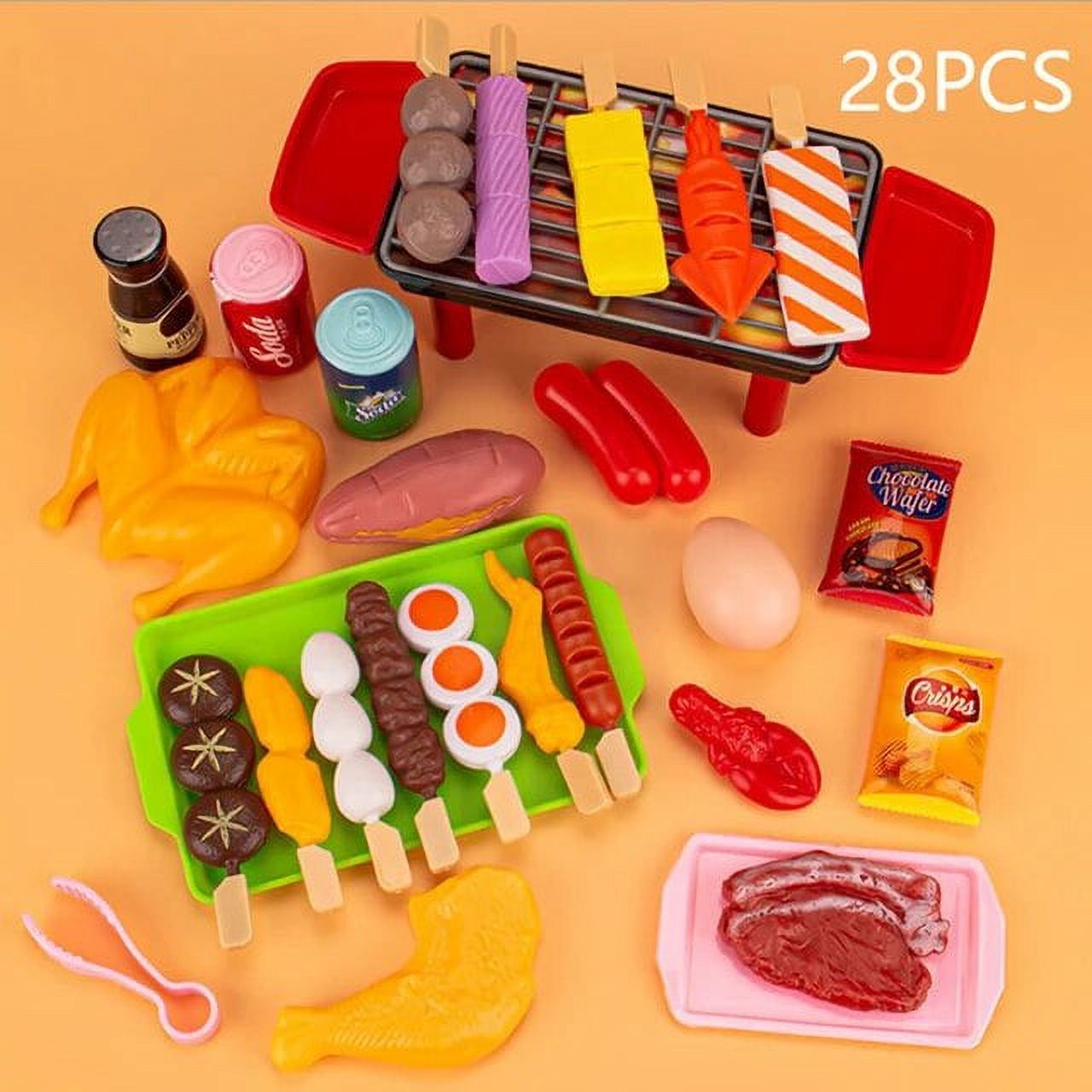 Kids Pretend Play Kitchen Toys Simulation Food Barbecue Cooking Toys ...