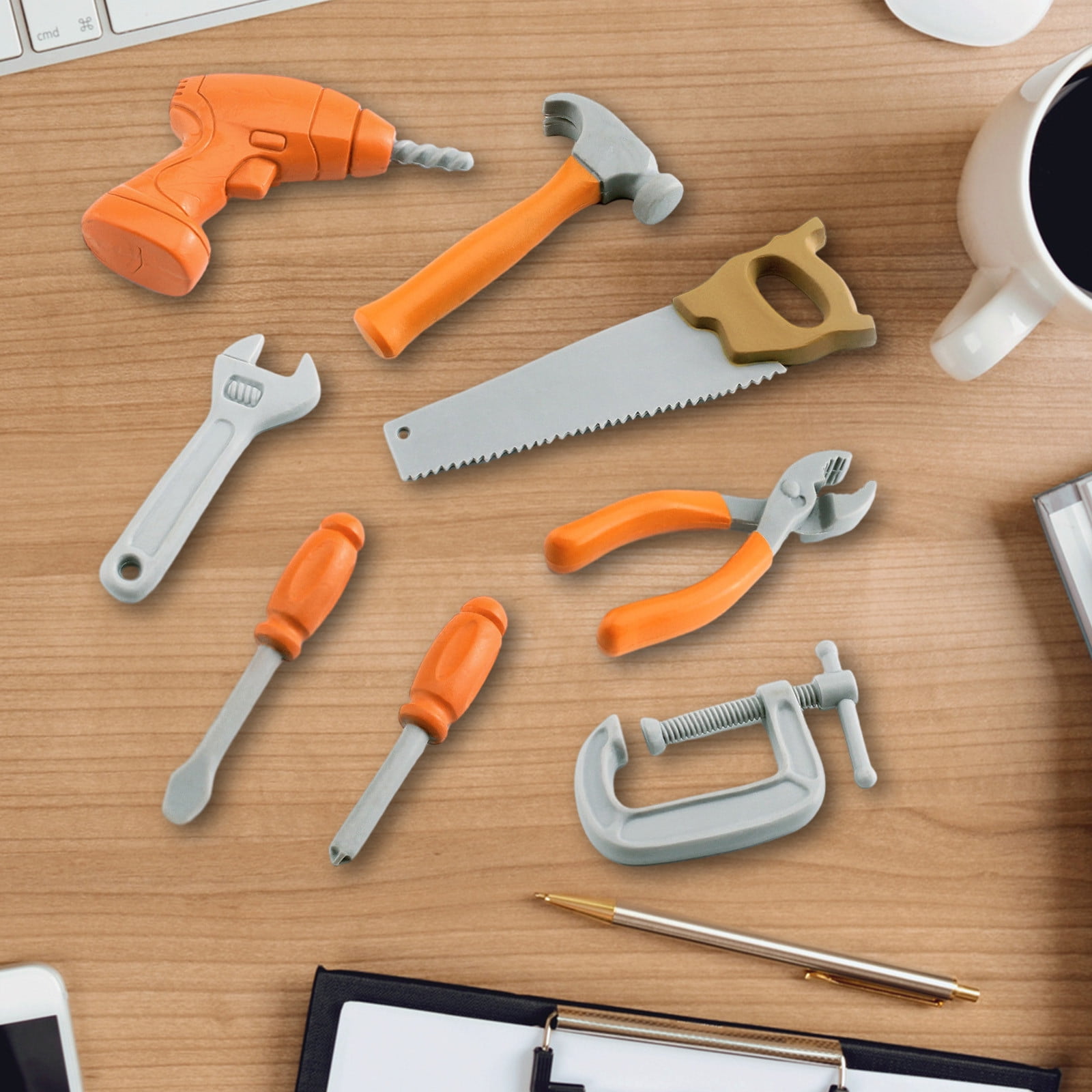 Kids Pretend Play Tool Set - 8-Piece Plastic Toy Tools with Hammer ...