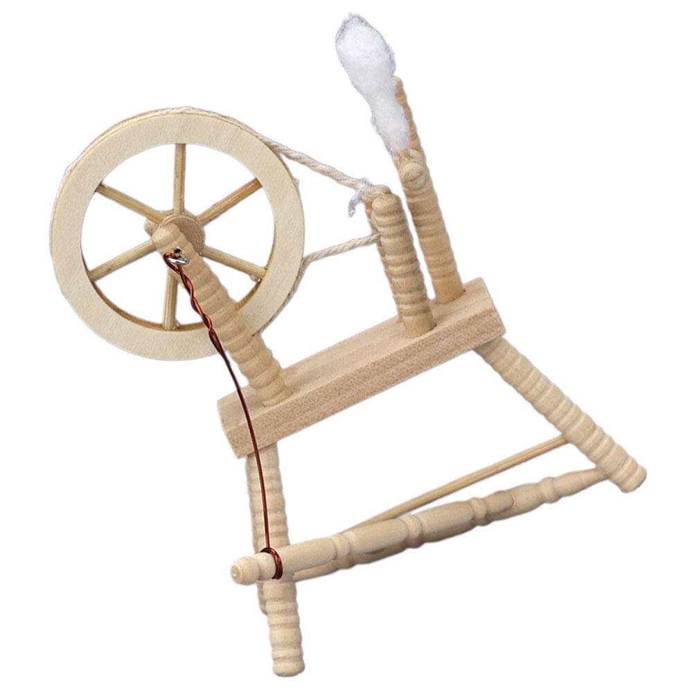 Kids Pretend Play Toy Model Vintage Spinning Wheel Hand Reeling Machine ...
