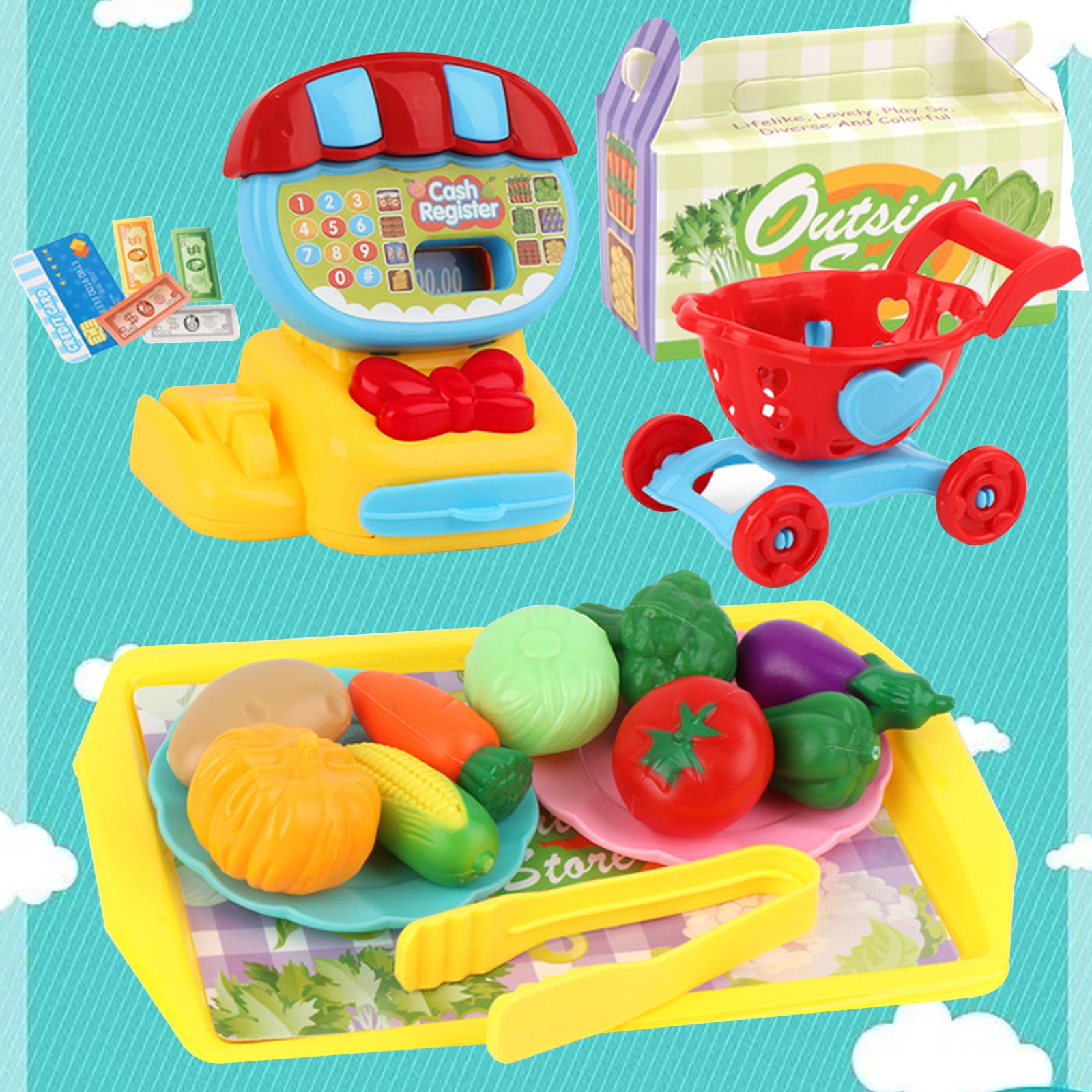 Kids Pretend Play Toy Set - Realistic Supermarket Cashier Role Play ...