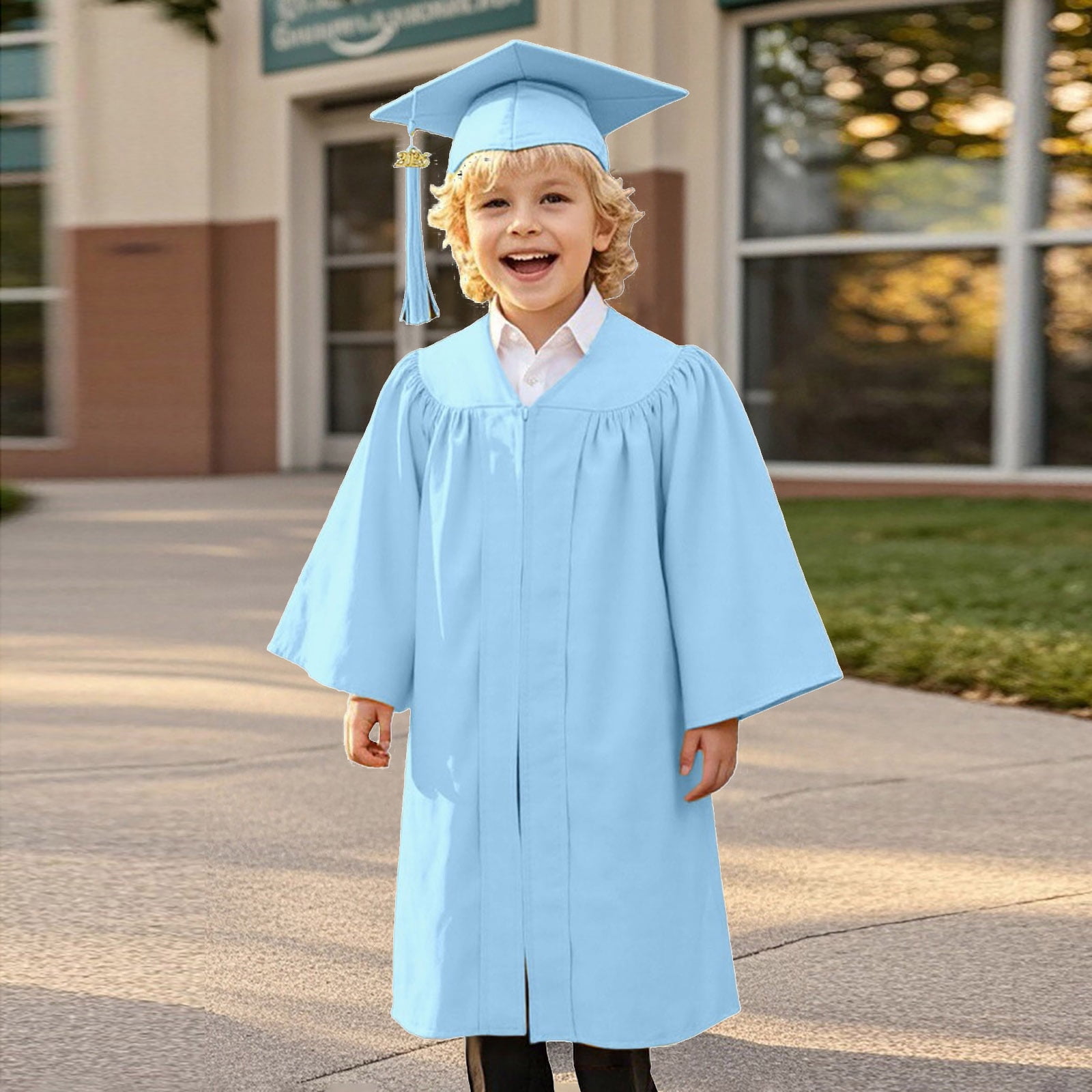 Kids Primary School Graduation Cap and Gown Graduation Blue Cap and ...