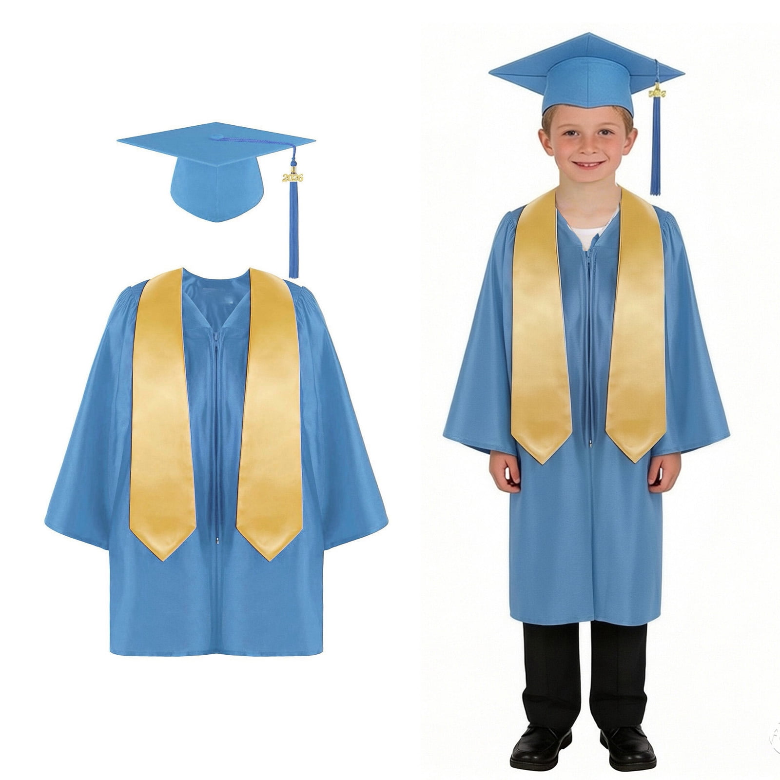 Kids Primary School Graduation Cap and Gown with Gold Stole for Kids ...