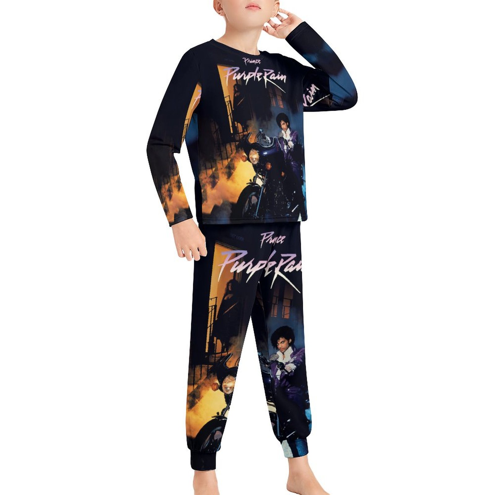 Kids Prin-ce Purple Ra-iN Pajama Long Sleeve Sleepwear Pant Set Cute ...