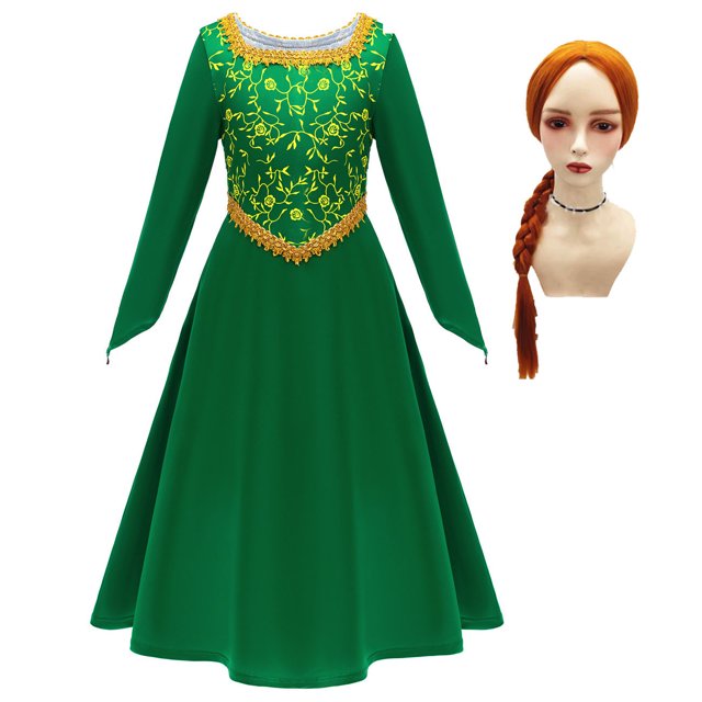 Kids Princess Fiona Costume Fiona Dress Gown Halloween Cosplay Costume ...