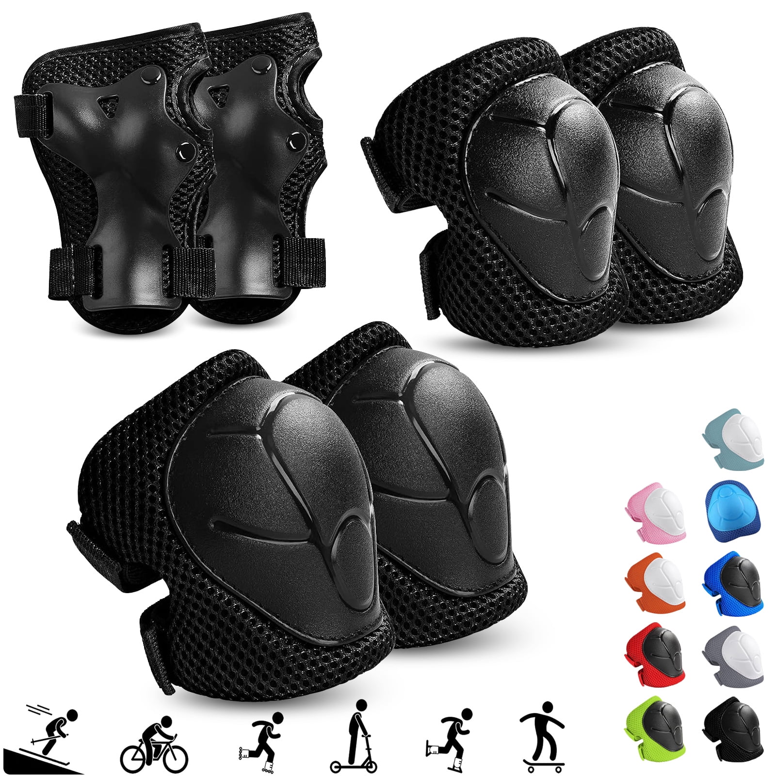 Kids Protective Gear Set, Knee and Elbow Pads with Wrist Guards 3 in 1 ...