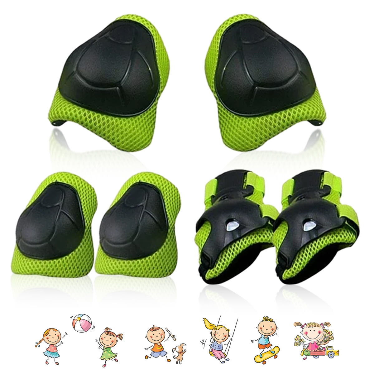 GLUAAE Kids Protective Gear Set for Kids 3-14 Years Knee Elbow Pads ...