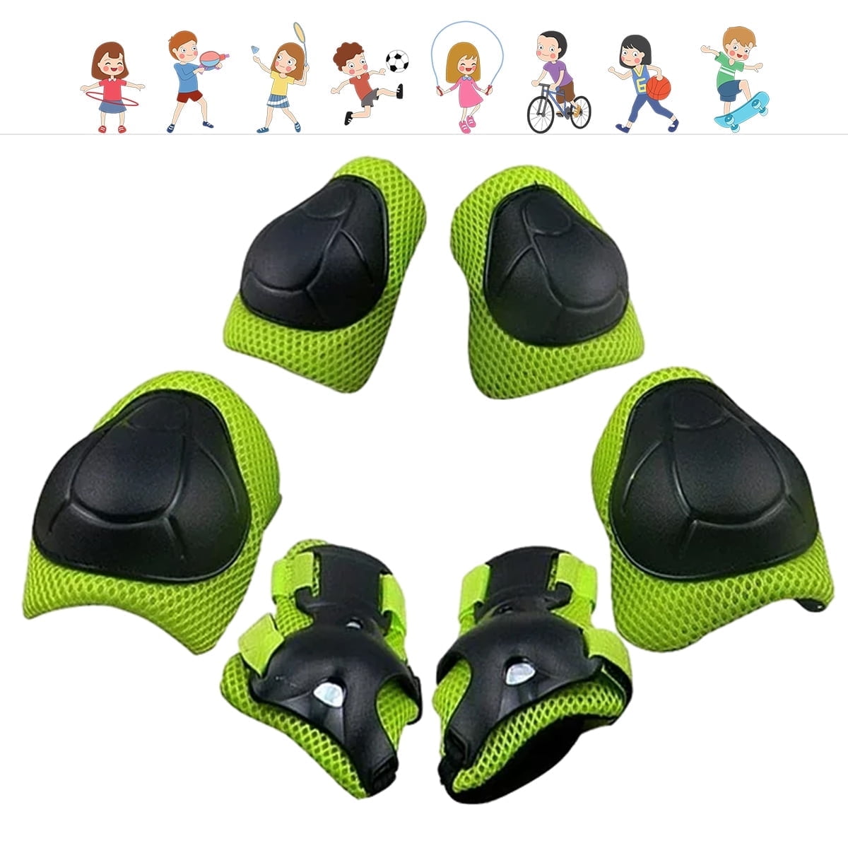 Qishi 3-in-1 Kids Knee/Elbow/Wrist Guards (3-8Y) for Skate/Bike/Scooter ...