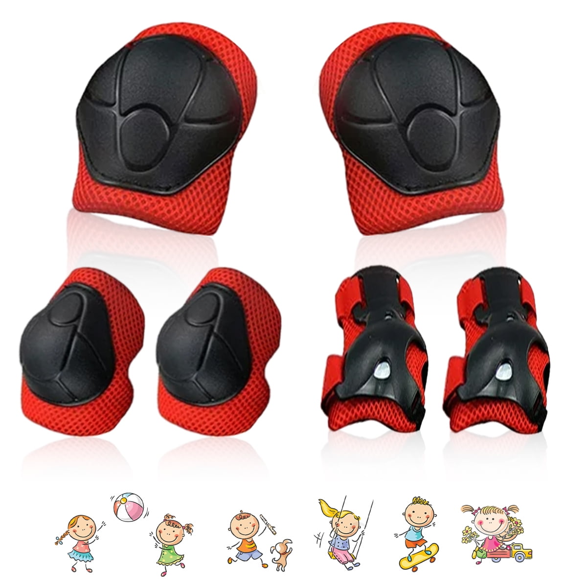 GLUAAE Kids Protective Gear Set, Knee Pads, Elbow Pads, Wrist Guards ...
