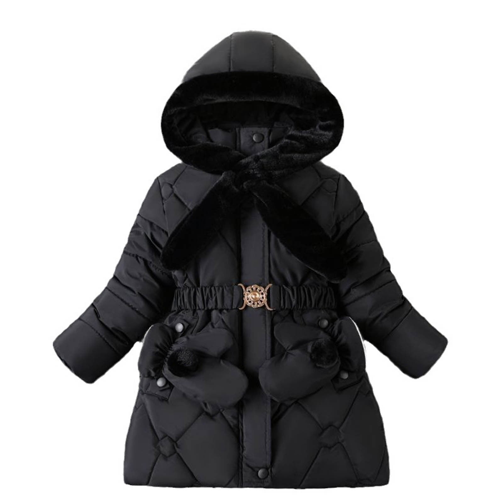Kids Puffer Coat Toddler Girl Winter Coat With Pocket Zip up Winter Hoodies Coat Long Sleeve ...