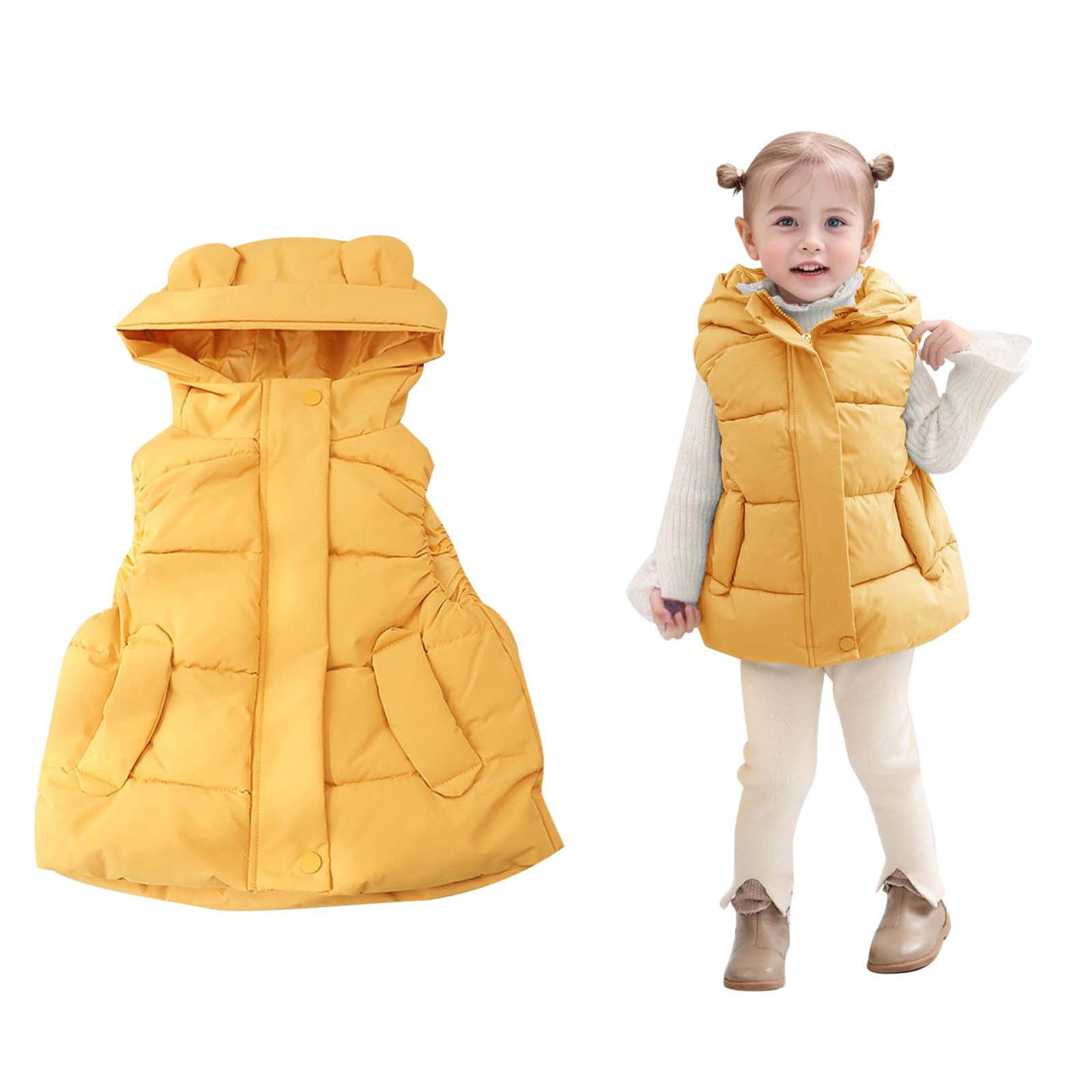 Kids Puffer Down Vest Kids Girls Winter Vest Stand Collar Lightweight ...