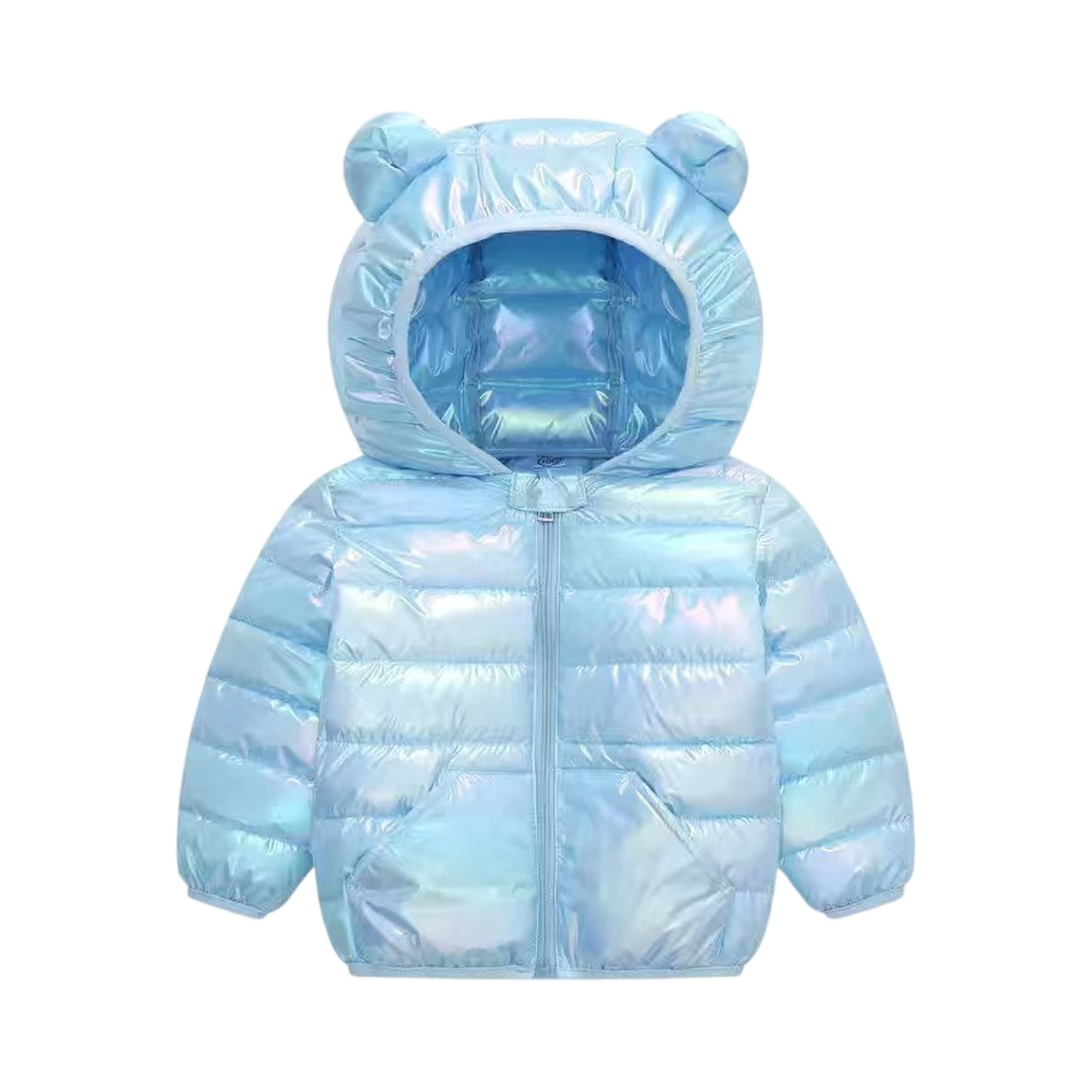 Kids Puffer Jacket with Hood and Bear Ear Design Lightweight Warm ...