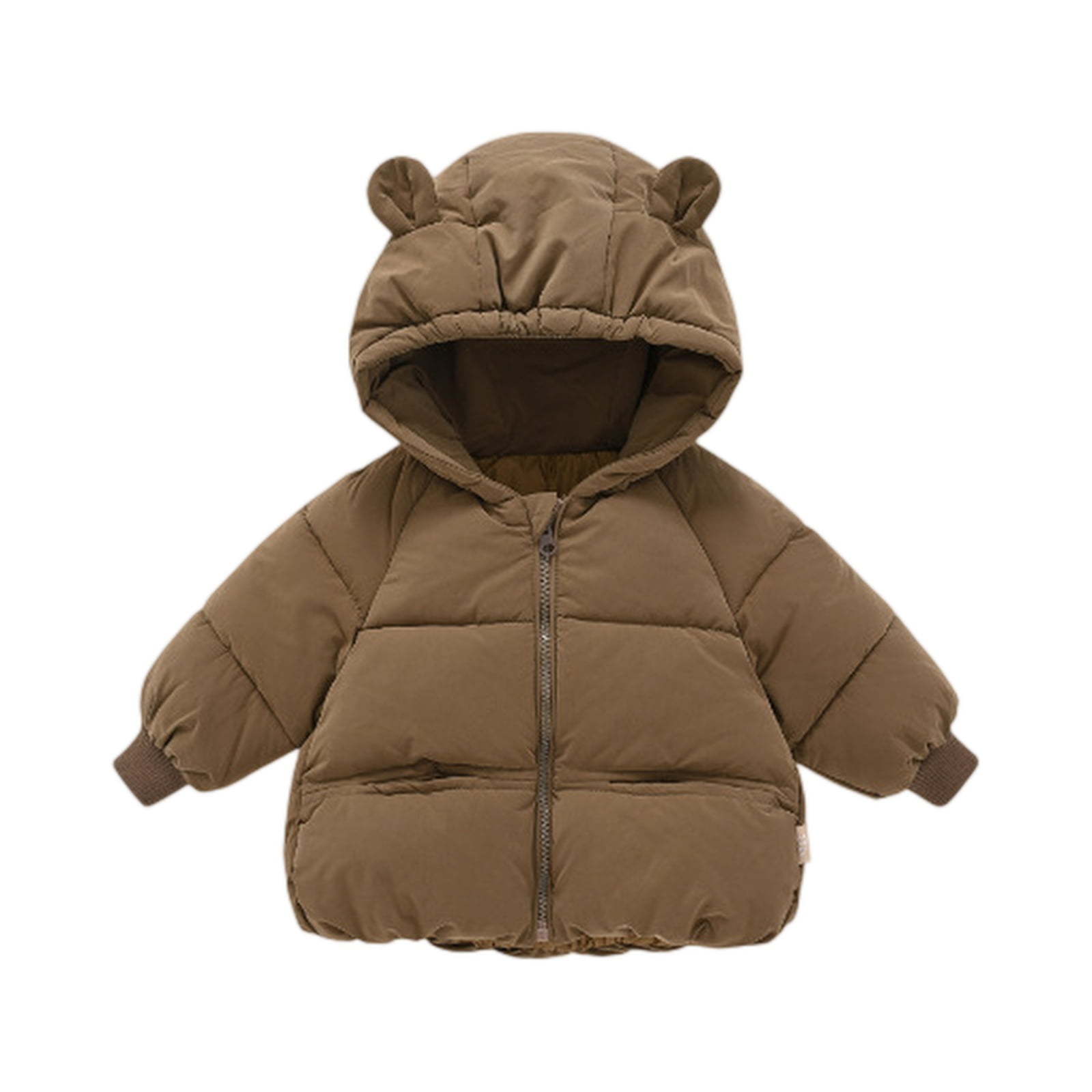 Kids Puffer Jacket with Hood and Bear Ears Winter Warm Outerwear for Boys and Girls Zipper ...