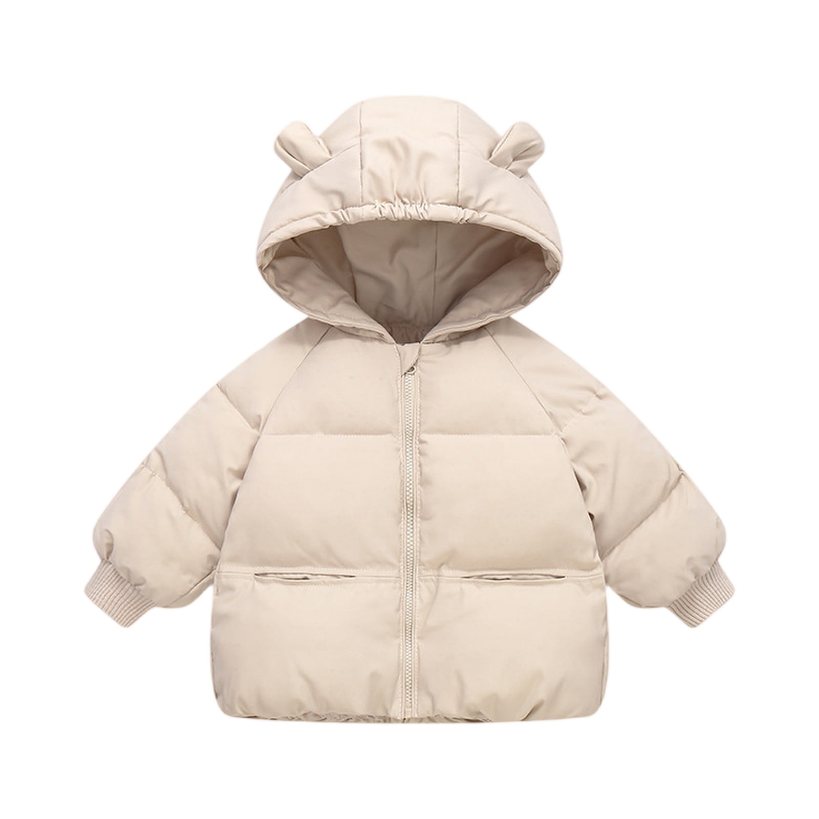 Kids Puffer Jacket with Hood and Bear Ears Winter Warm Outerwear for Boys and Girls Zipper ...