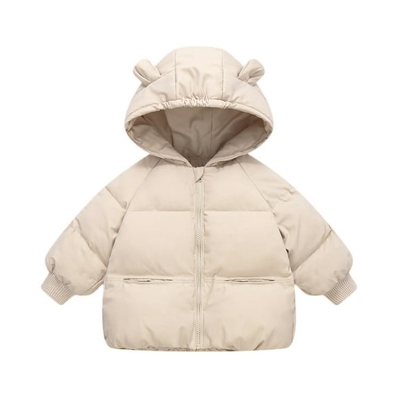 Kids Puffer Jacket with Hood and Bear Ears Winter Warm Outerwear for ...