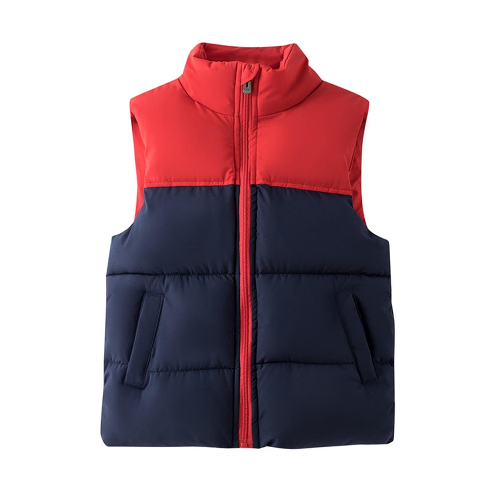 Kids Puffer Vest Boys Color Block Vest Zipper Sleeveless Lightweight ...