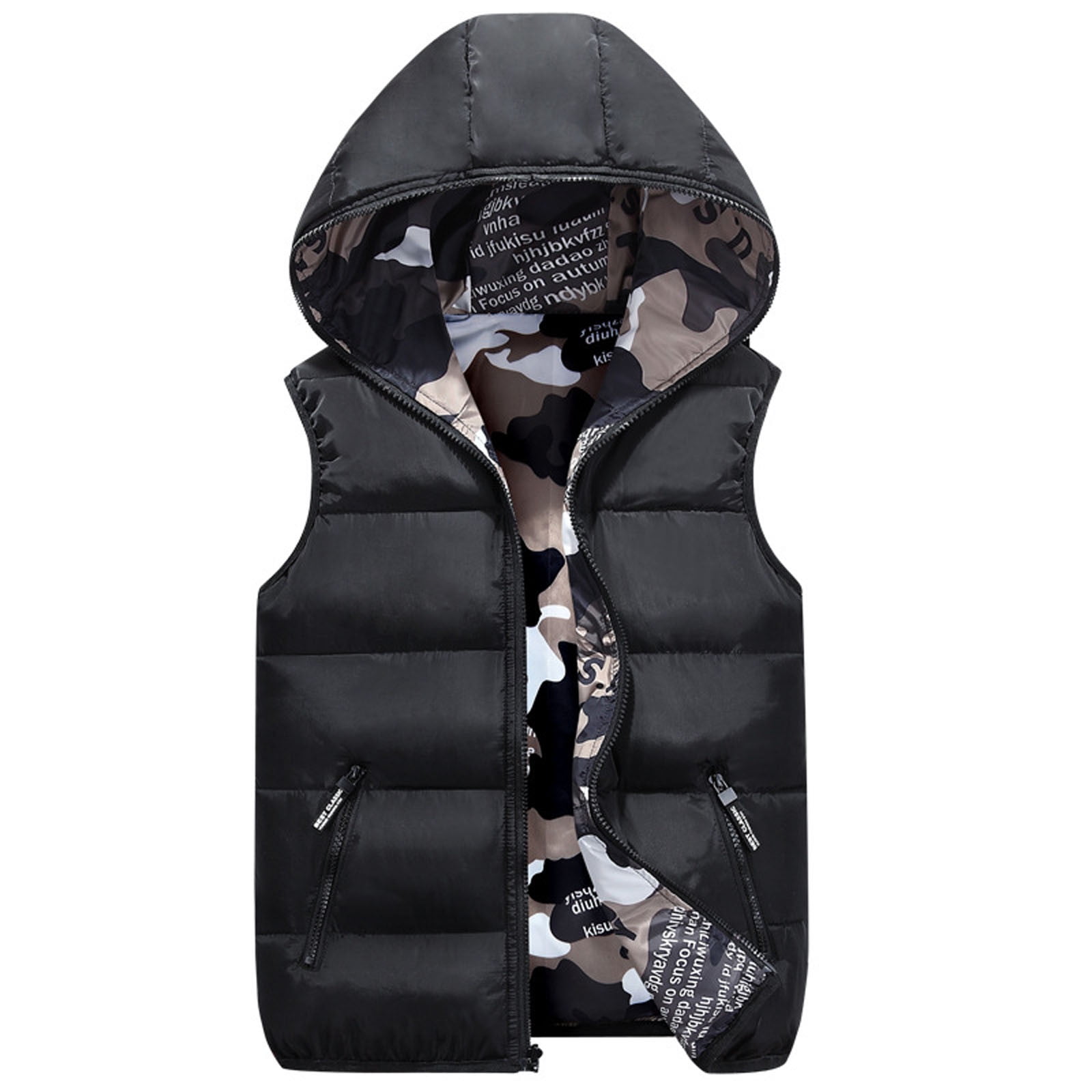 Kids Puffer Vest Kids Boys Winter Vest Cute Hooded Jackets with Pockets ...