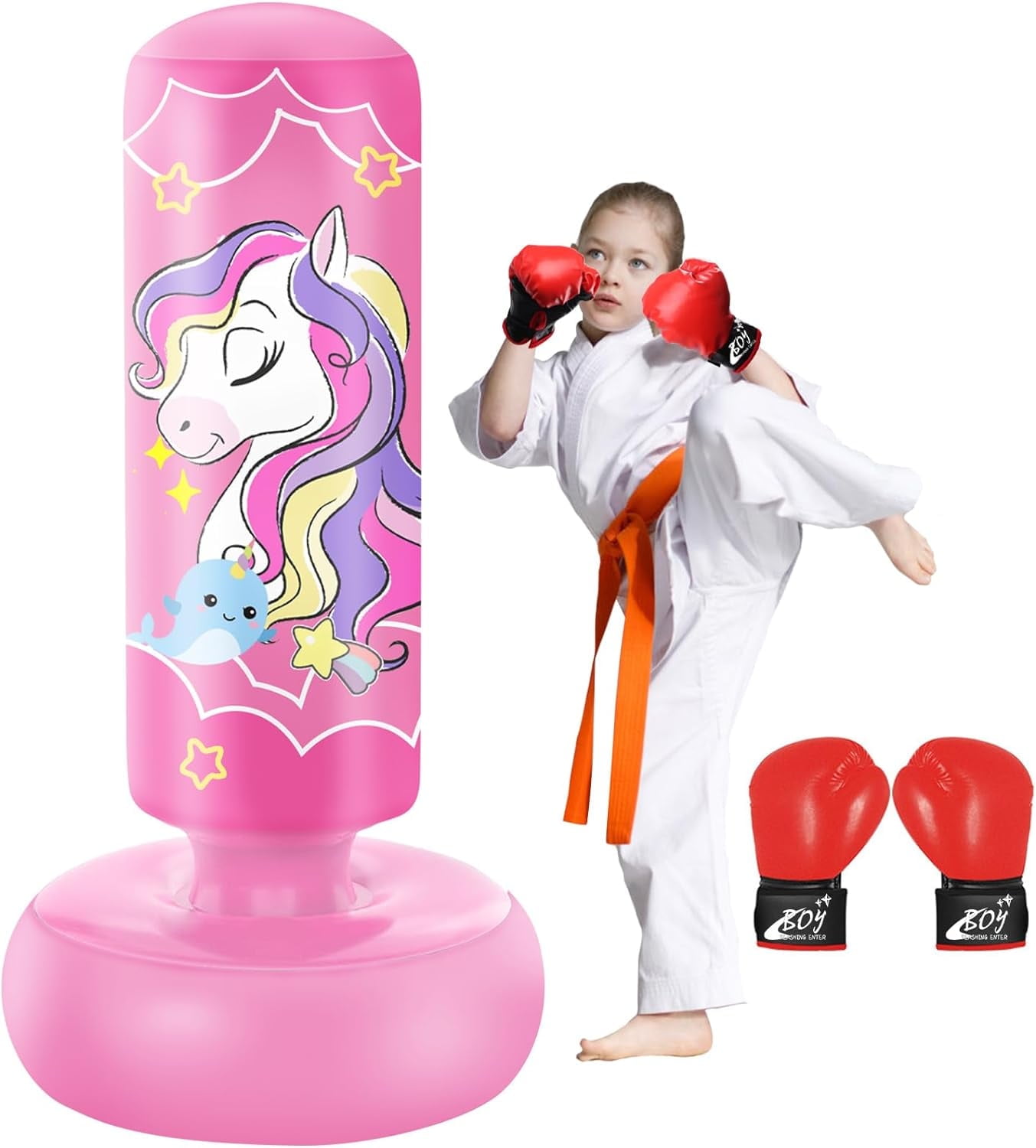 Kids Punching Bag with Boxing Gloves, 66 Inch Freestanding Boxing Bag ...