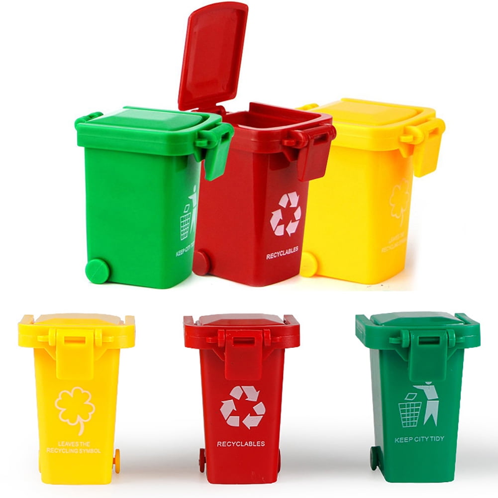Kids Push Toy, Garbage Can Style of 6 Small Trash Cans Garbage Truck ...