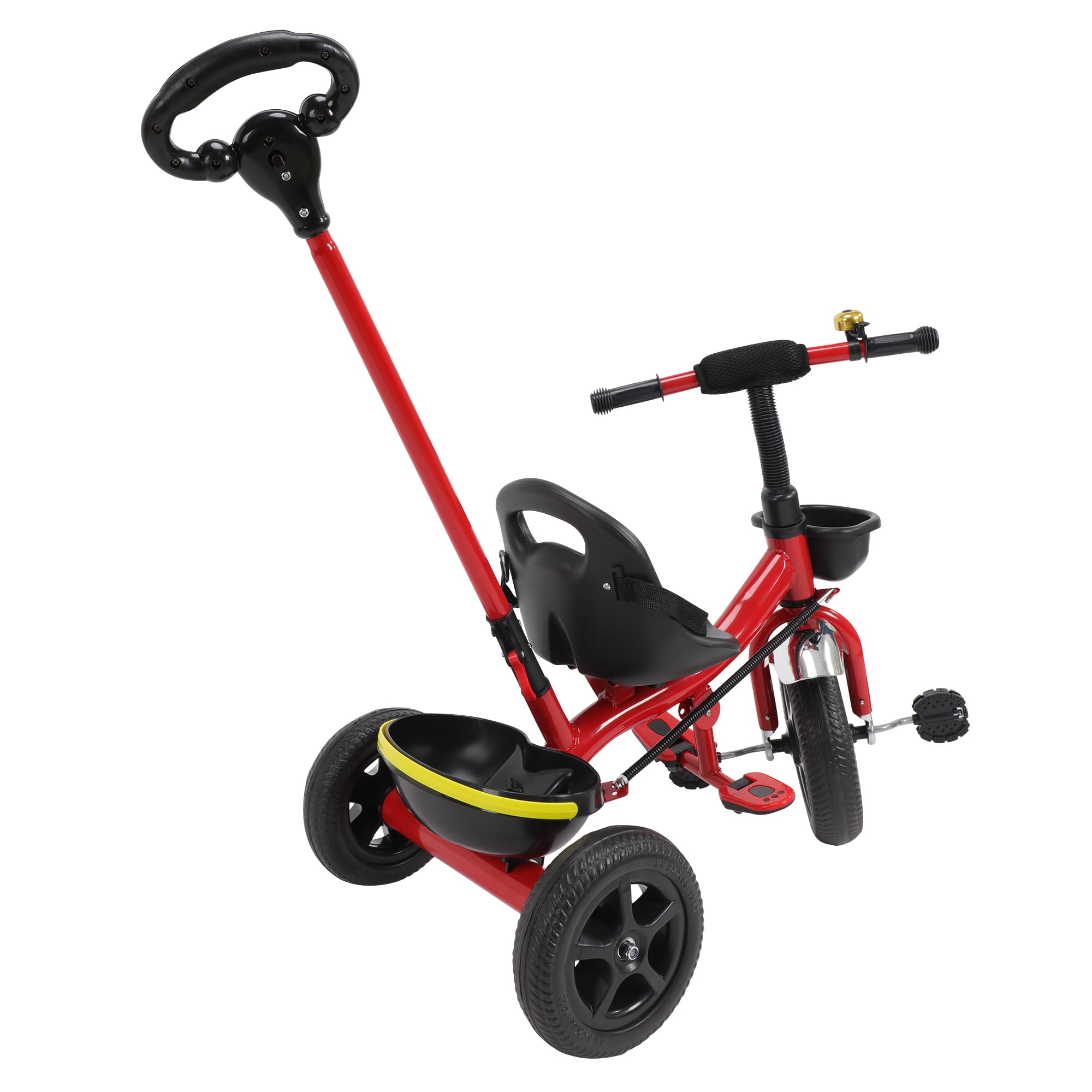 Kids Push Trike with Safety Belt Handrails Storage Tricycle Bike Gift ...