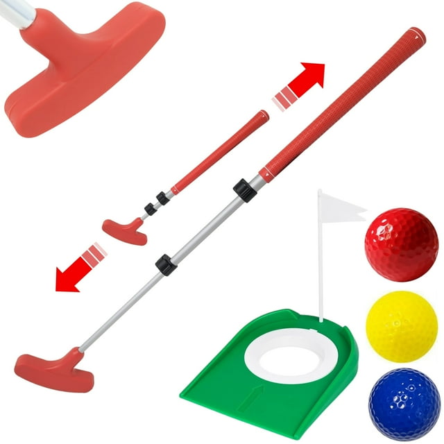 Kids & Adult Mini Golf Set, Adjustable Putter for Junior Golfers, Right ...