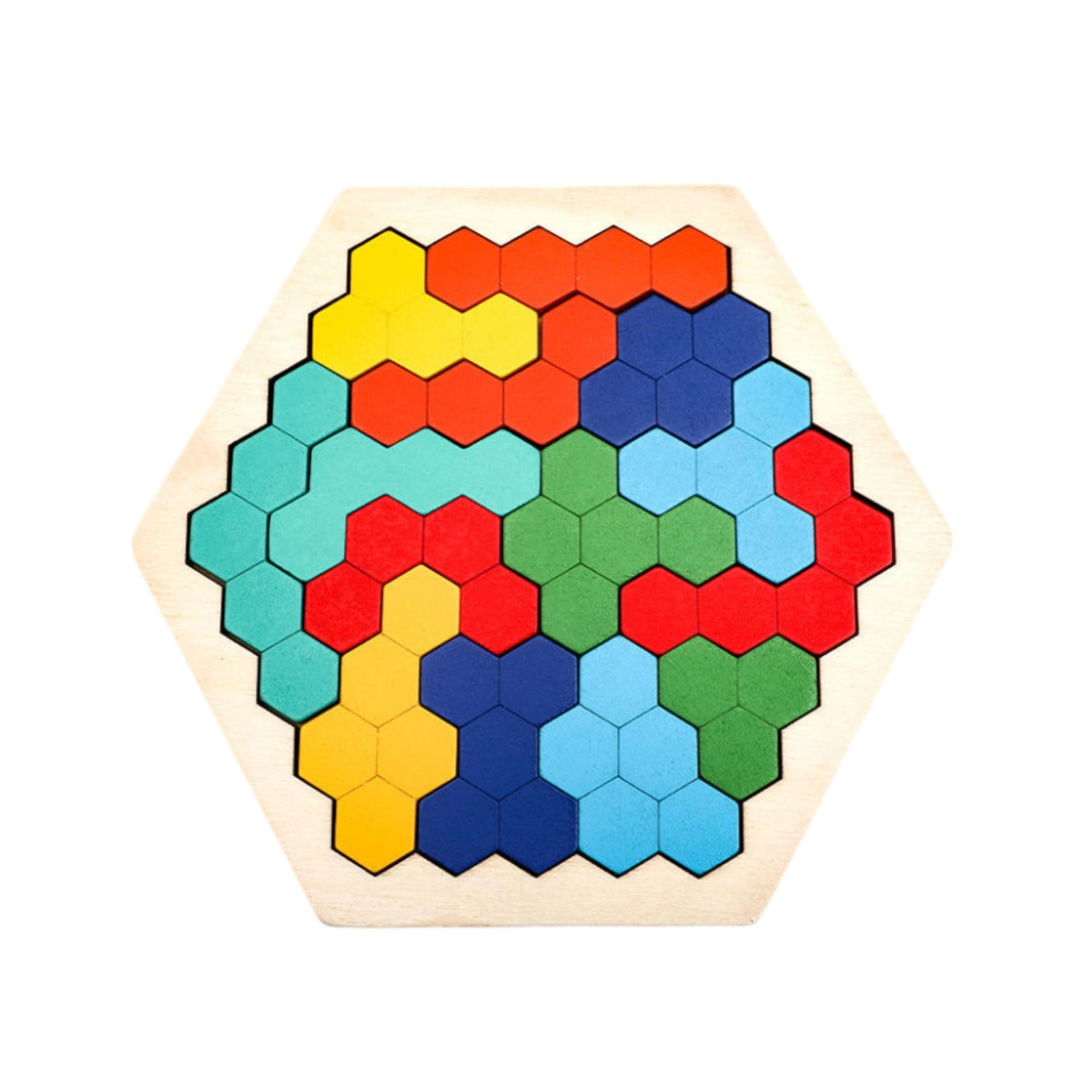 Kids Puzzle Ages 3-5 Wooden Puzzles Hexagon Puzzle Shape Pattern Block ...