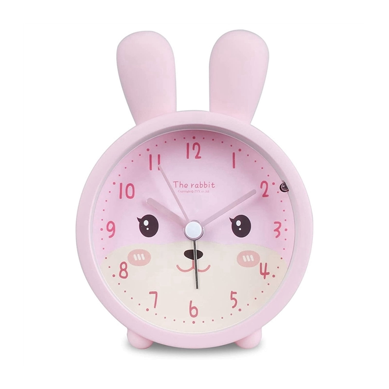 Kids Rabbit Alarm Clock with Night Light - Silent Analog Time Teacher ...