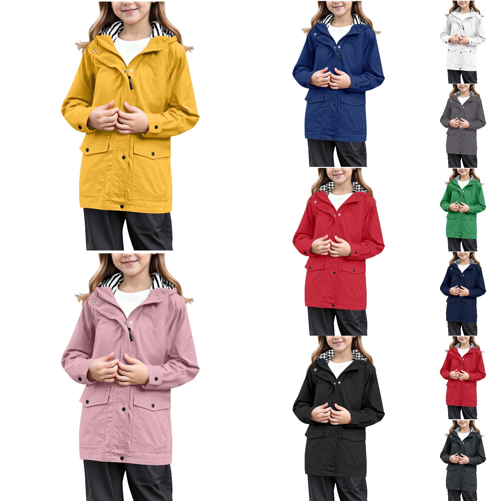 Kids Rain Jacket Boys Girls Lightweight Waterproof Raincoat with Hood ...