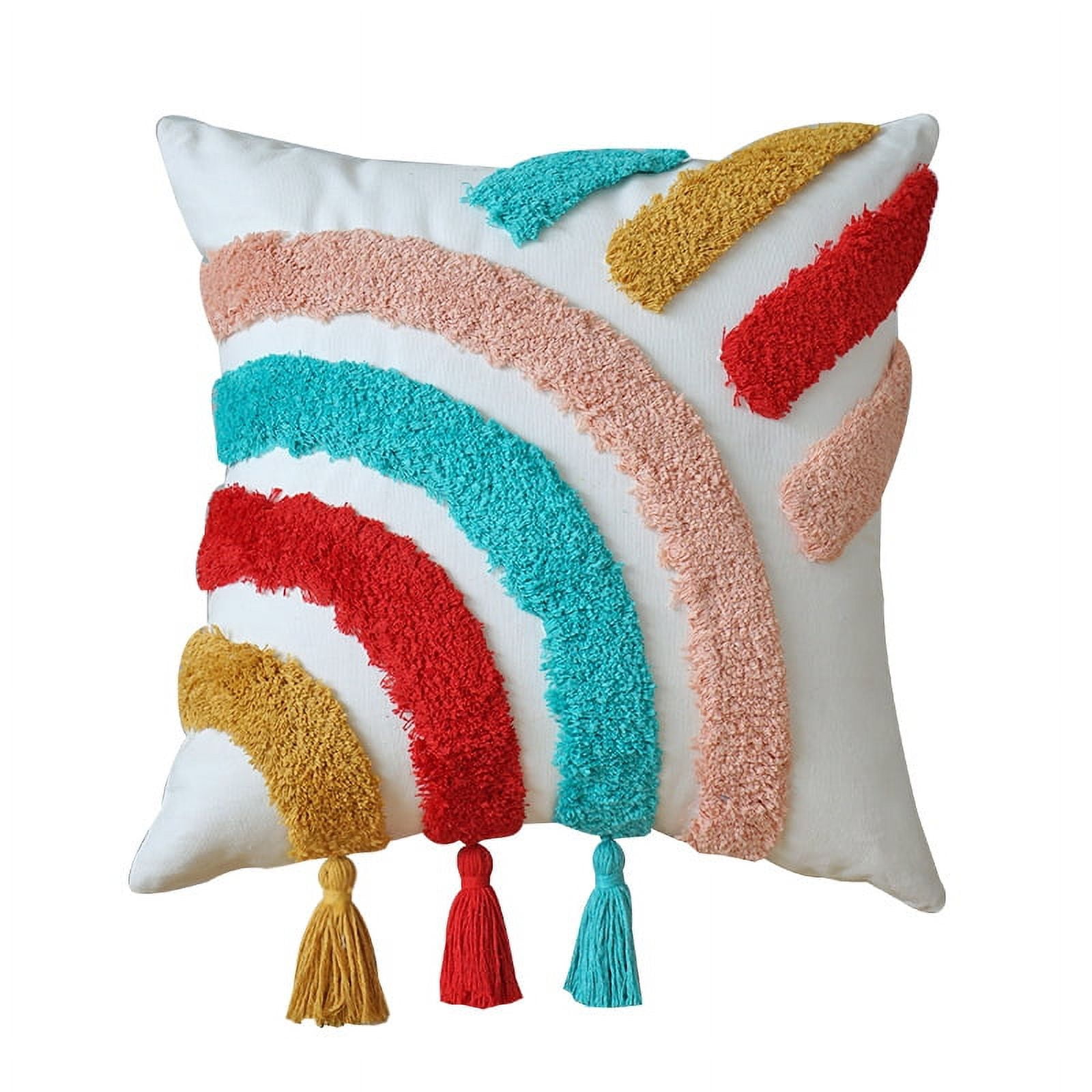 Kids Rainbow Colorful Throw Pillow Covers18x18 Tufted Nordic Morocco ...